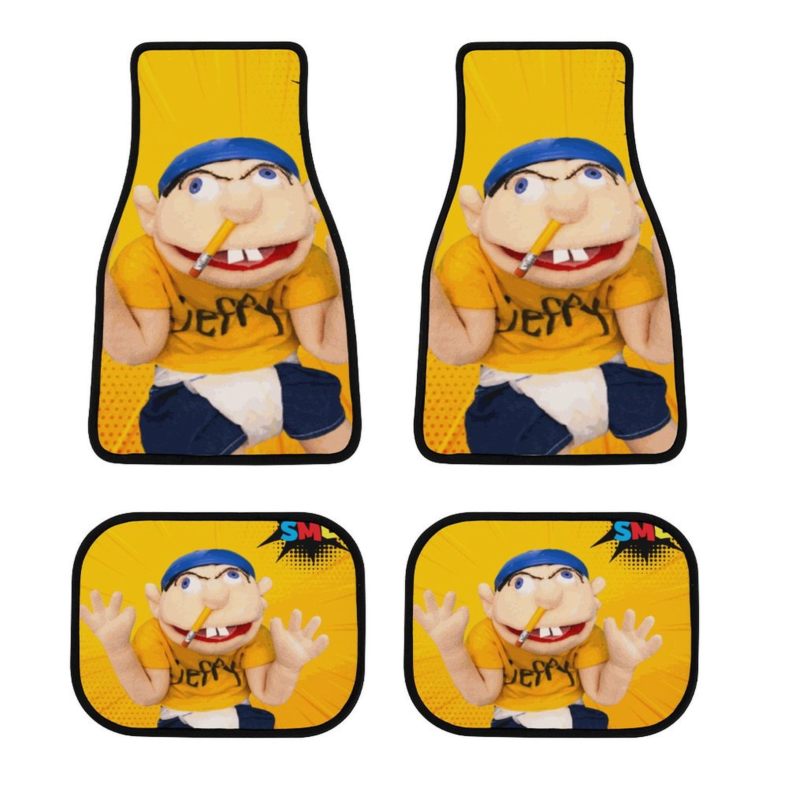 SML Jeffy Car Floor Mat Set 4-Piece Front/Rear Auto Foot Mats Carpet ...
