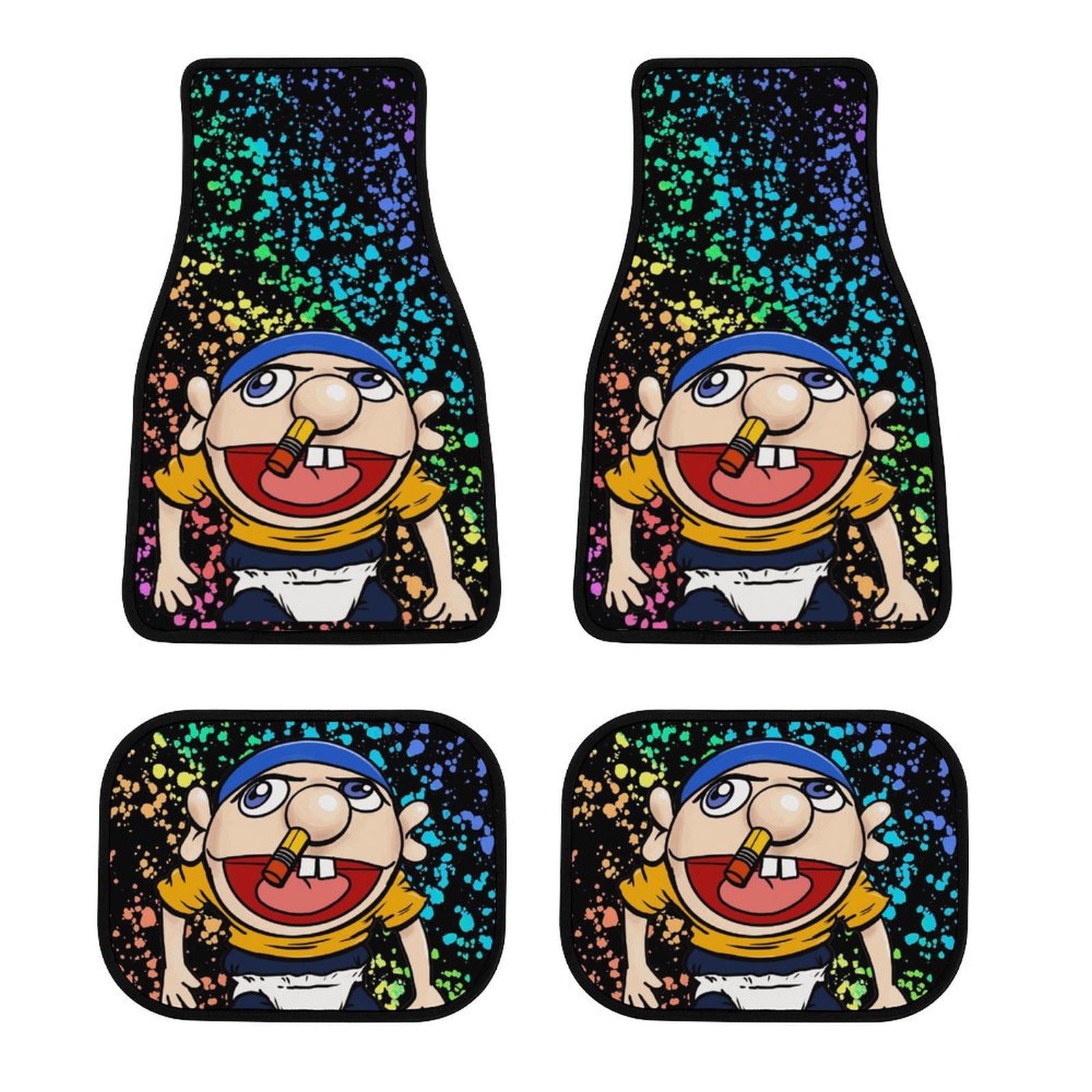 SML Jeffy Cartoon Car Floor Mat Set 4-Piece Front/Rear Auto Foot Mats ...