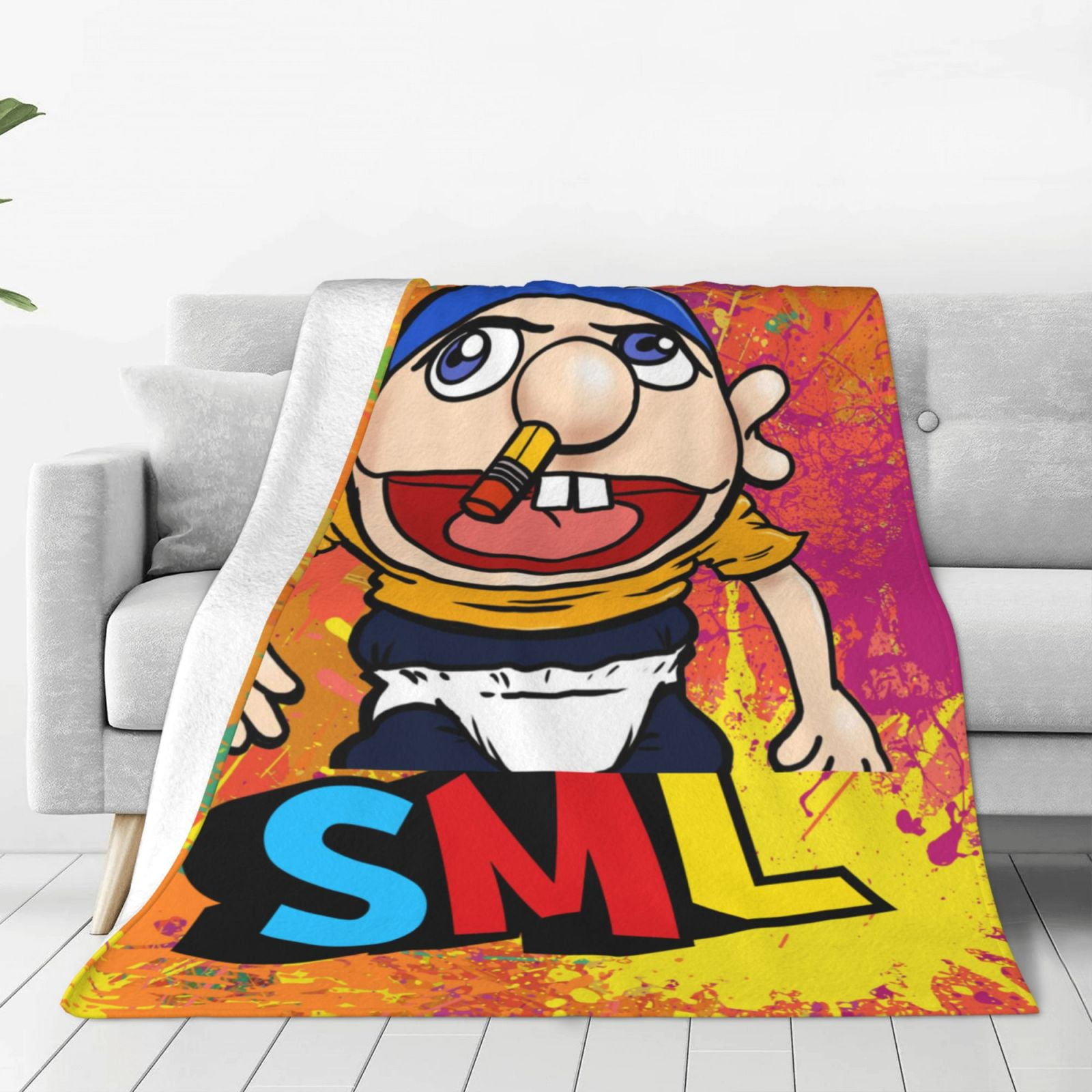 SML Jeffy Cartoon Flannel Blanket Cozy Ultra-Soft Micro Fleece Throw Blanket 50"x40" For Sofa ...