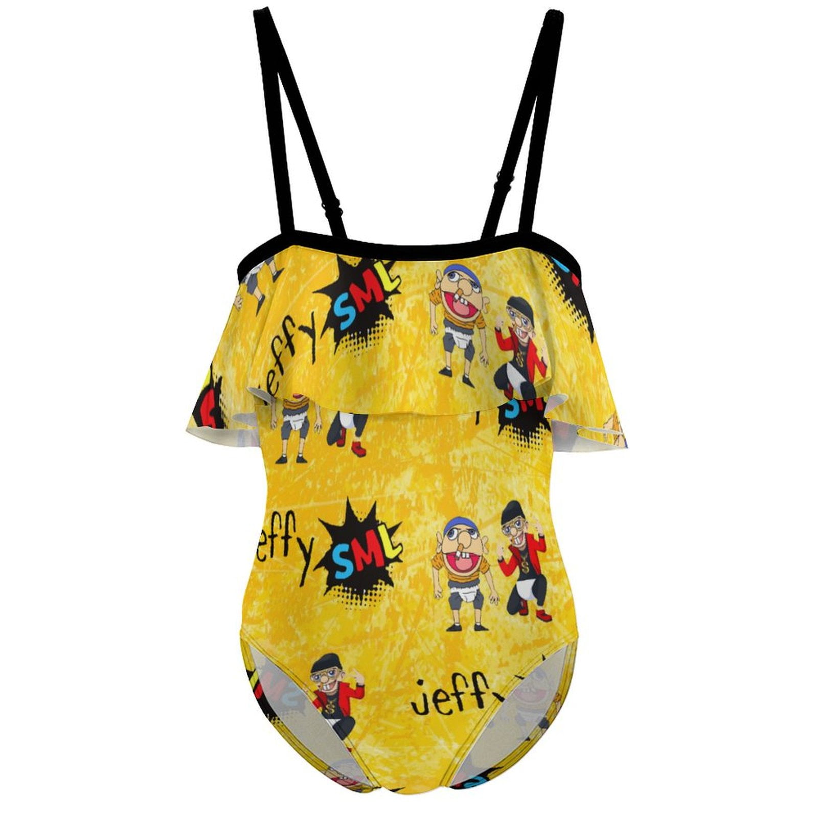 SML Jeffy Kids One-piece Swimsuit Adjustable Off Shoulder Ruffle ...