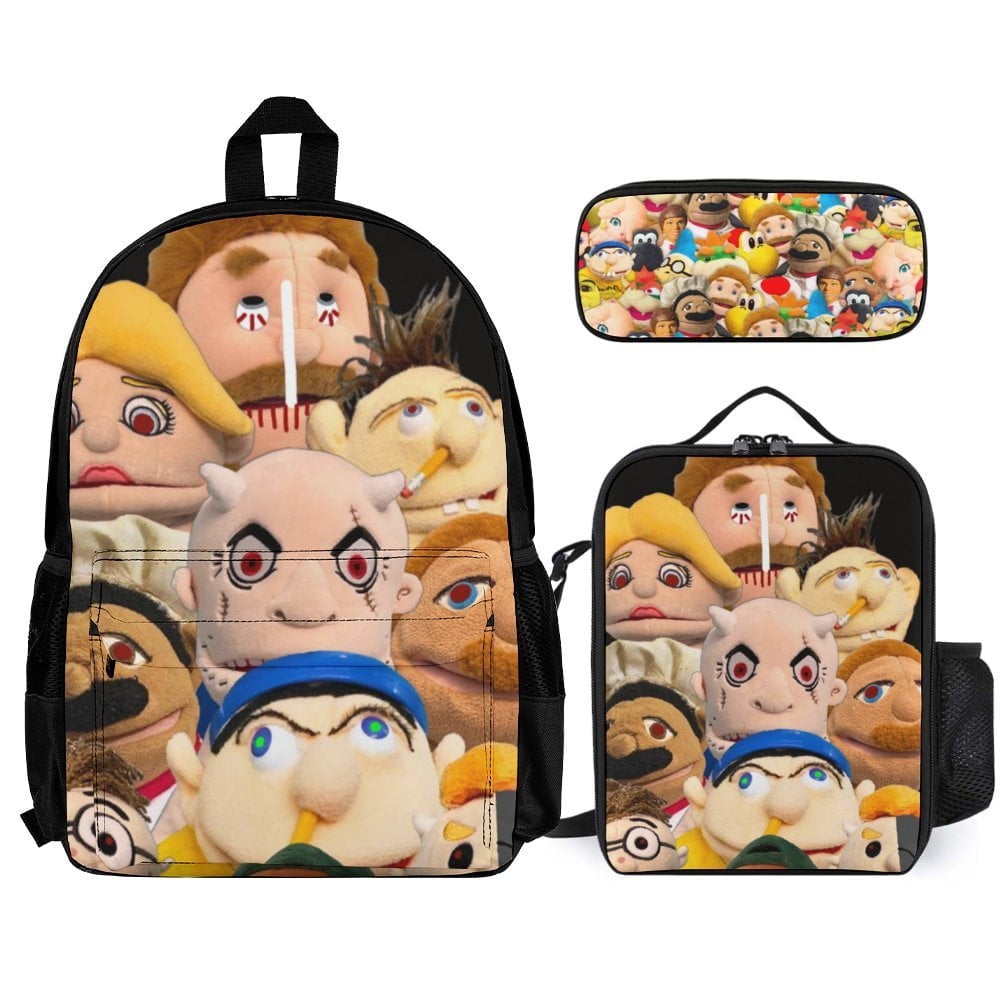 SML Jeffy Mario Backpack 3 Pieces Set With Pencil Case Lunch Bag ...