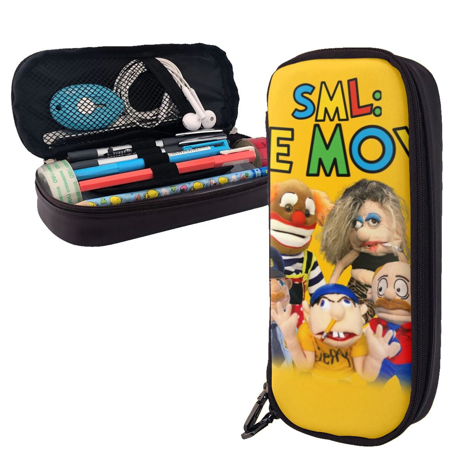 SML Jeffy Movie Pencil Case Brown Leather Pen Bag Stationery Pouch Holder Organizer - Walmart.com
