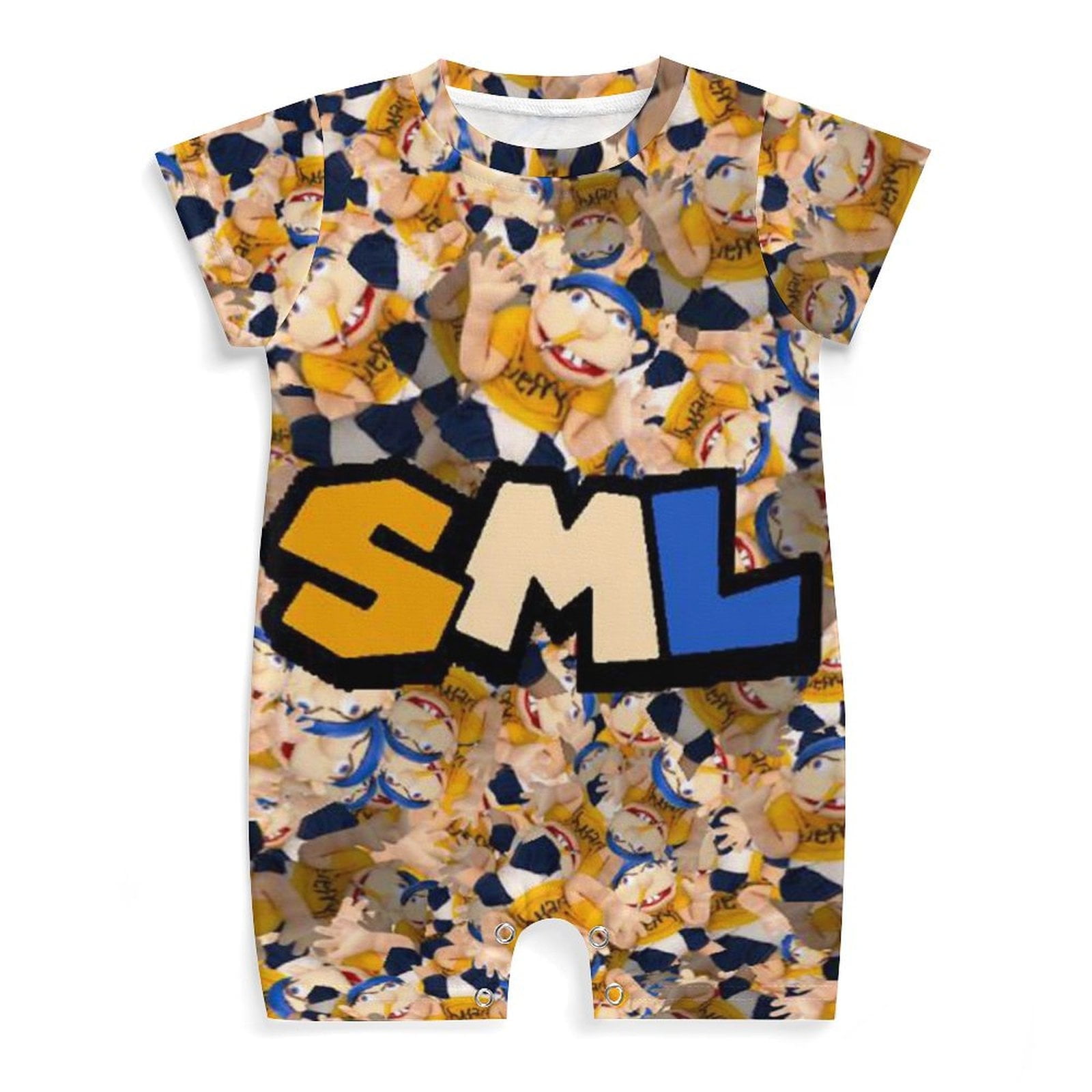 SML Jeffy Puppet Baby One-Piece Rompers Short Sleeve Bodysuits Jumpsuit ...