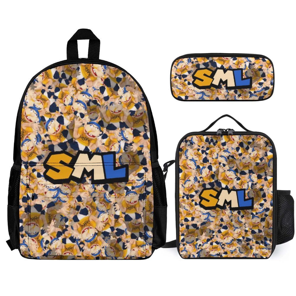 SML Jeffy Puppet Backpack 3 Pieces Set With Pencil Case Lunch Bag ...