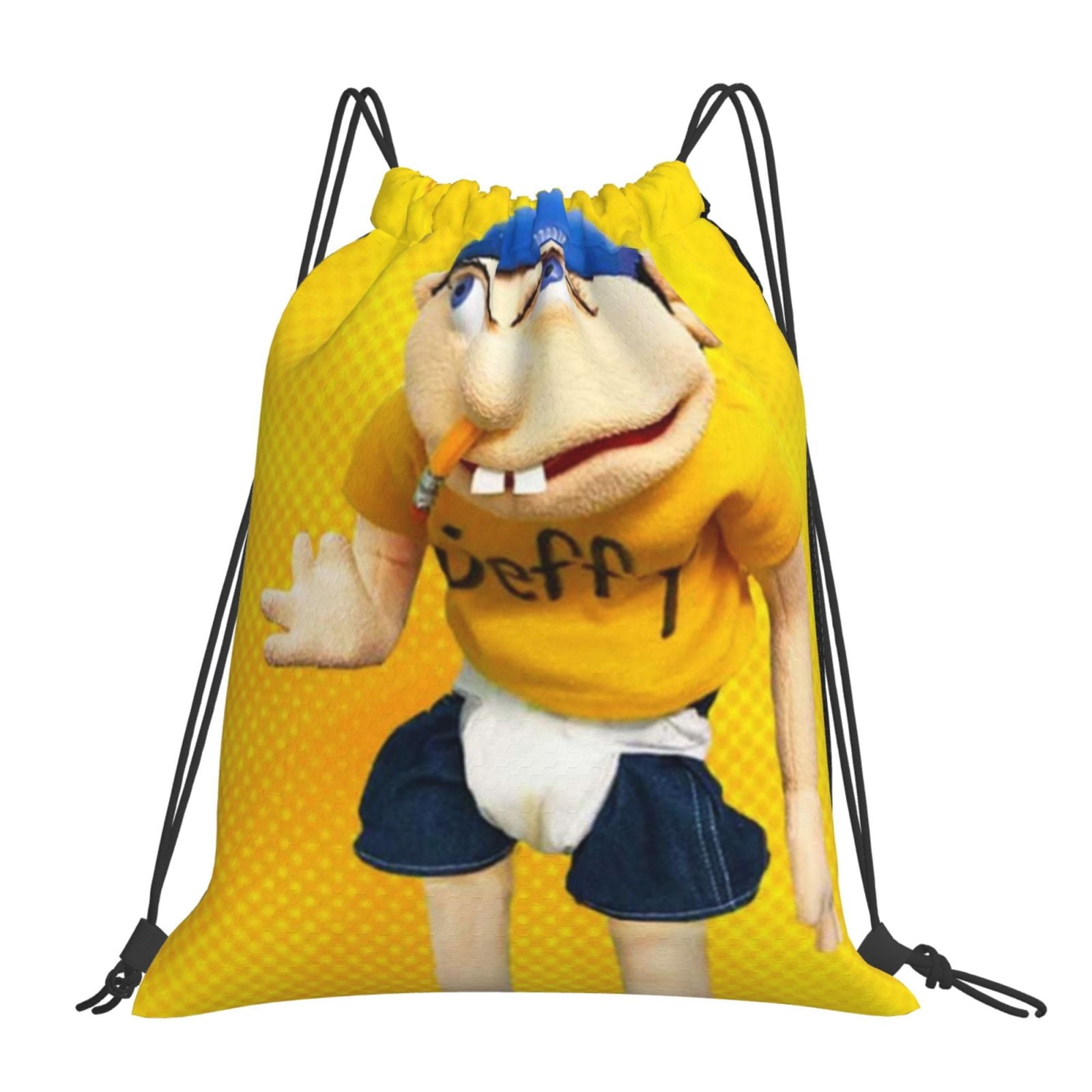 SML Jeffy Puppet Drawstring Bags Gym Sport String Bag Outdoor Portable Backpack Daypack For ...