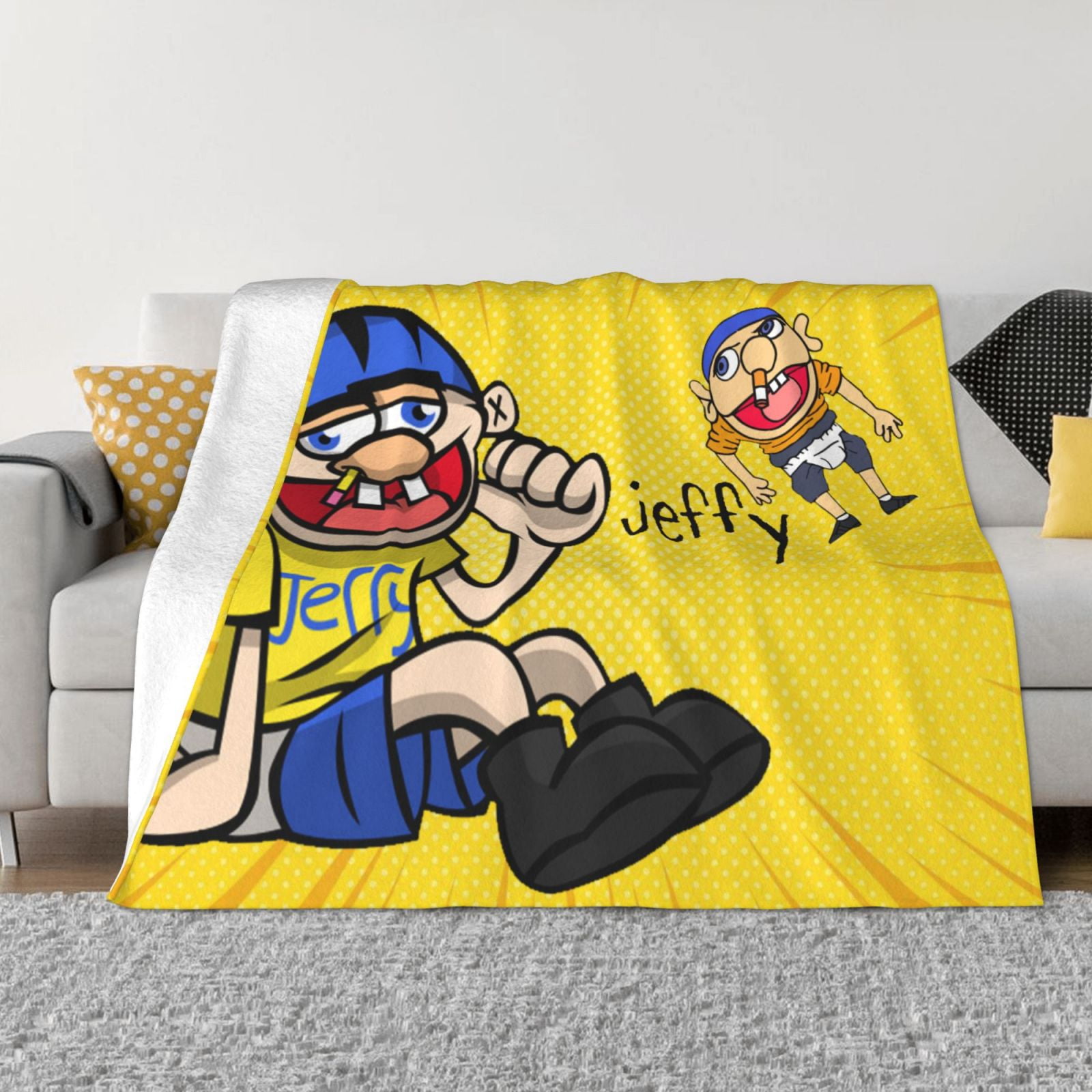 SML Jeffy Puppet Flannel Blanket Cozy Ultra-Soft Micro Fleece Throw ...