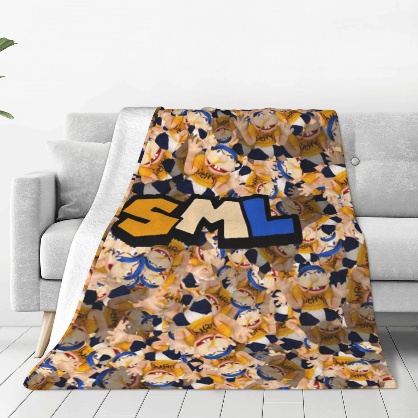 SML Jeffy Puppet Flannel Blanket Cozy Ultra-Soft Micro Fleece Throw Blanket 50"x40" For Sofa ...