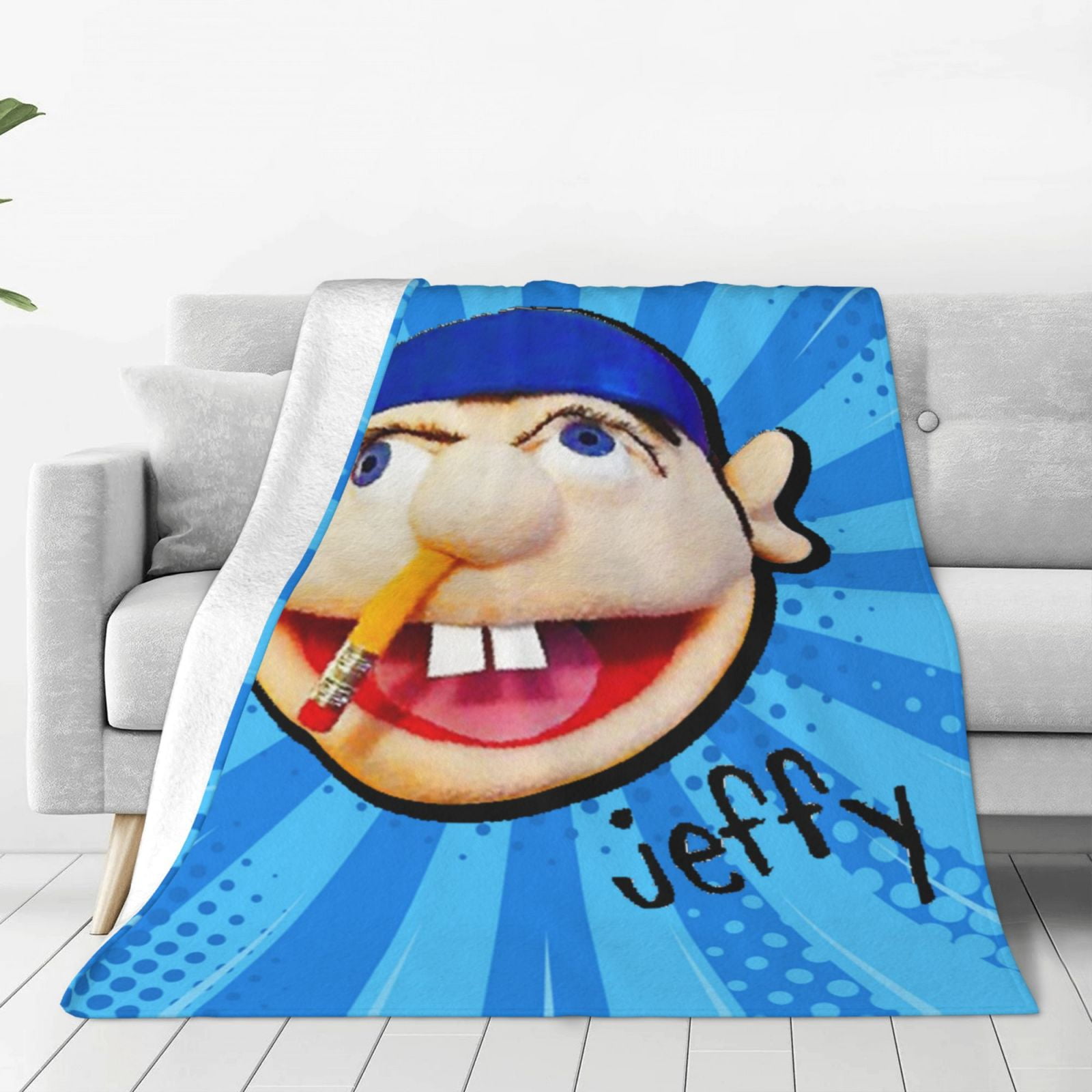 SML Jeffy Puppet Flannel Blanket Cozy Ultra-Soft Micro Fleece Throw ...