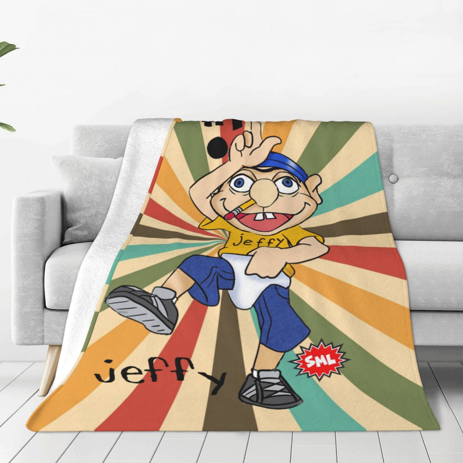 SML Jeffy Puppet Flannel Blanket Cozy Ultra-Soft Micro Fleece Throw ...