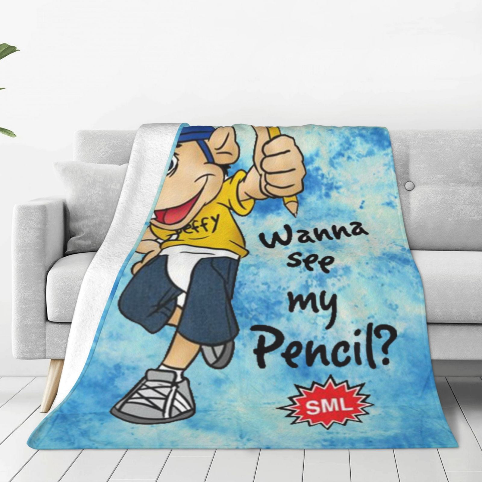 SML Jeffy Puppet Pencil Flannel Blanket Cozy Ultra-Soft Micro Fleece ...