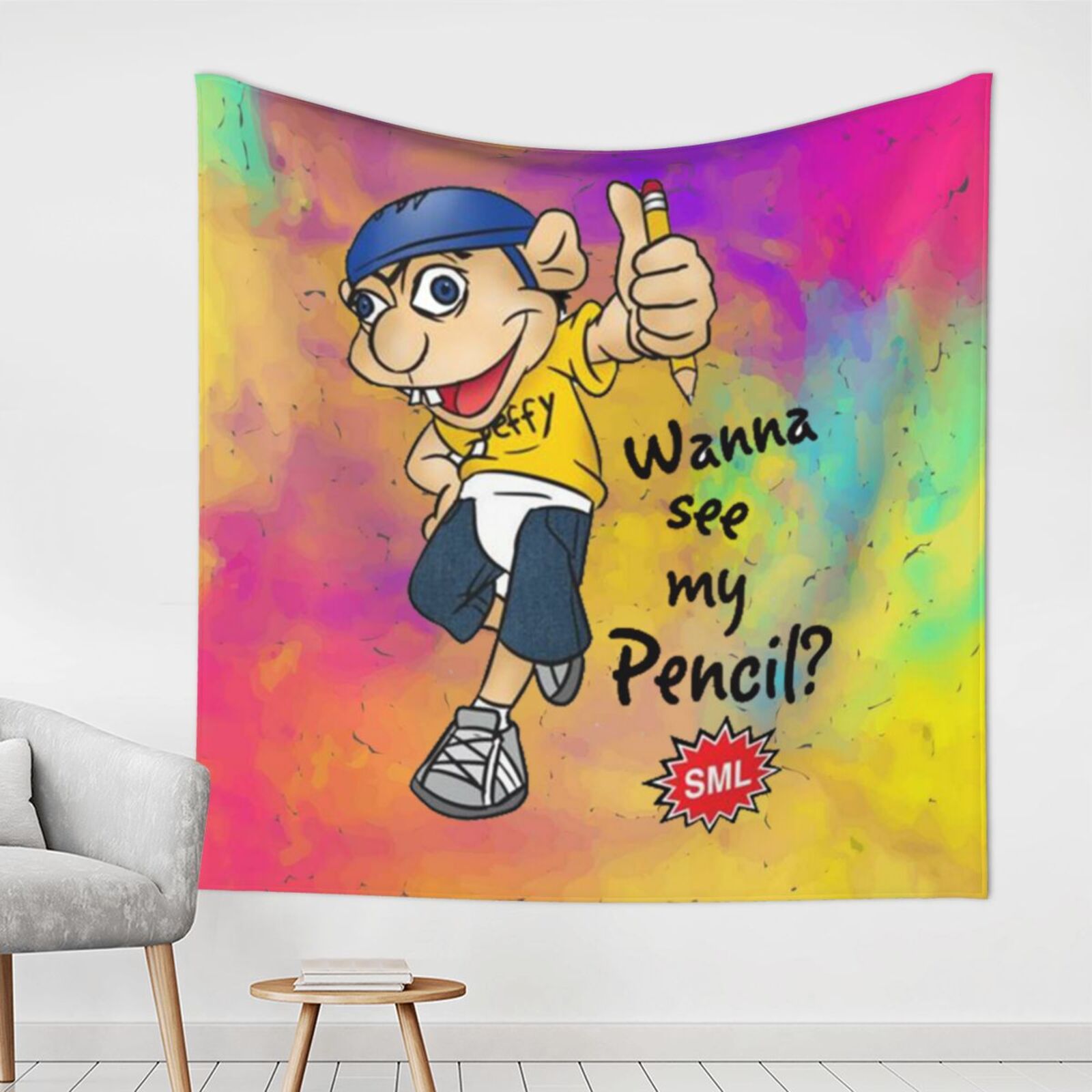 SML Jeffy Puppet Pencil Tapestry Decoration Luxury Wall Hanging ...