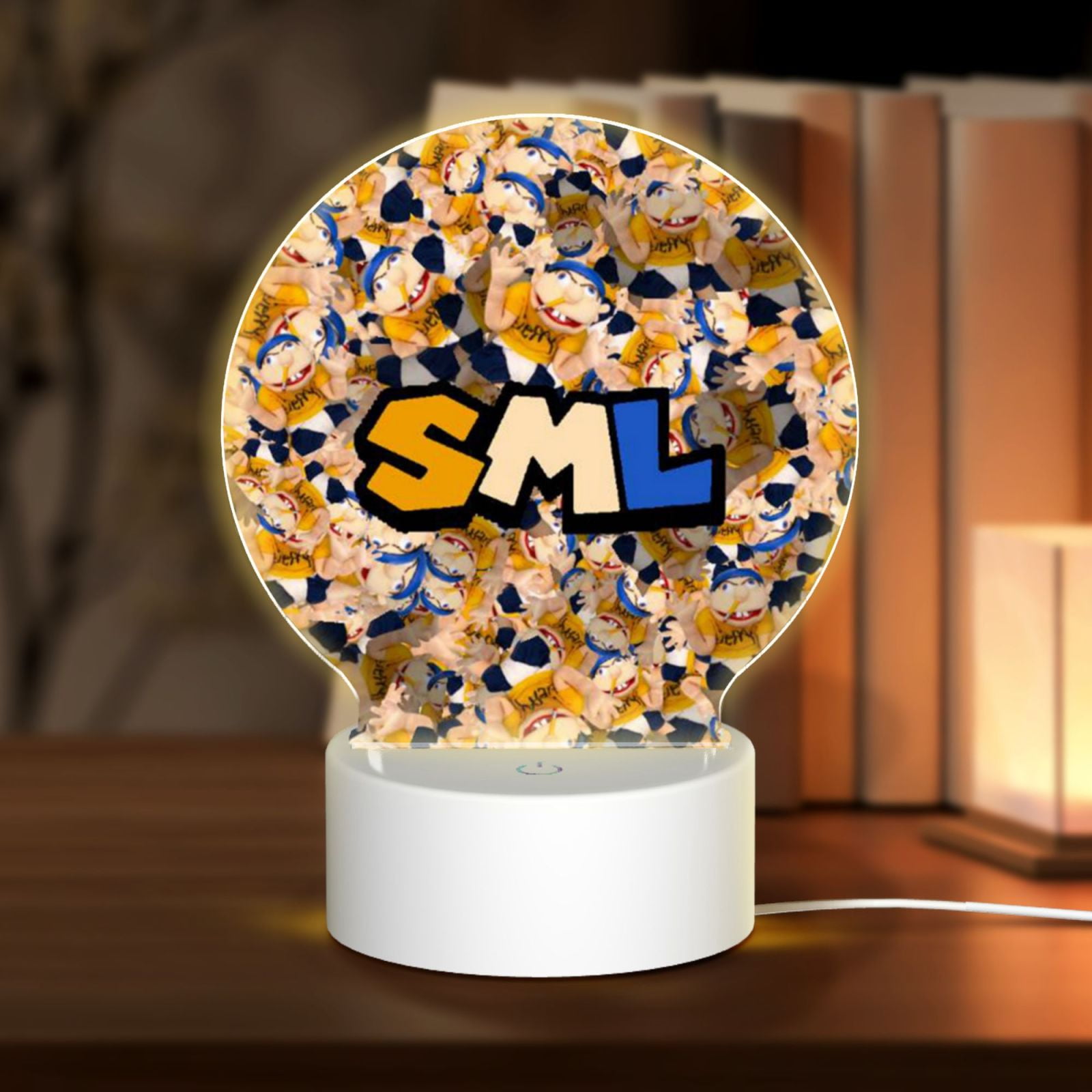 SML Jeffy Puppet Round Acrylic Night Light Decoration USB Cable LED ...
