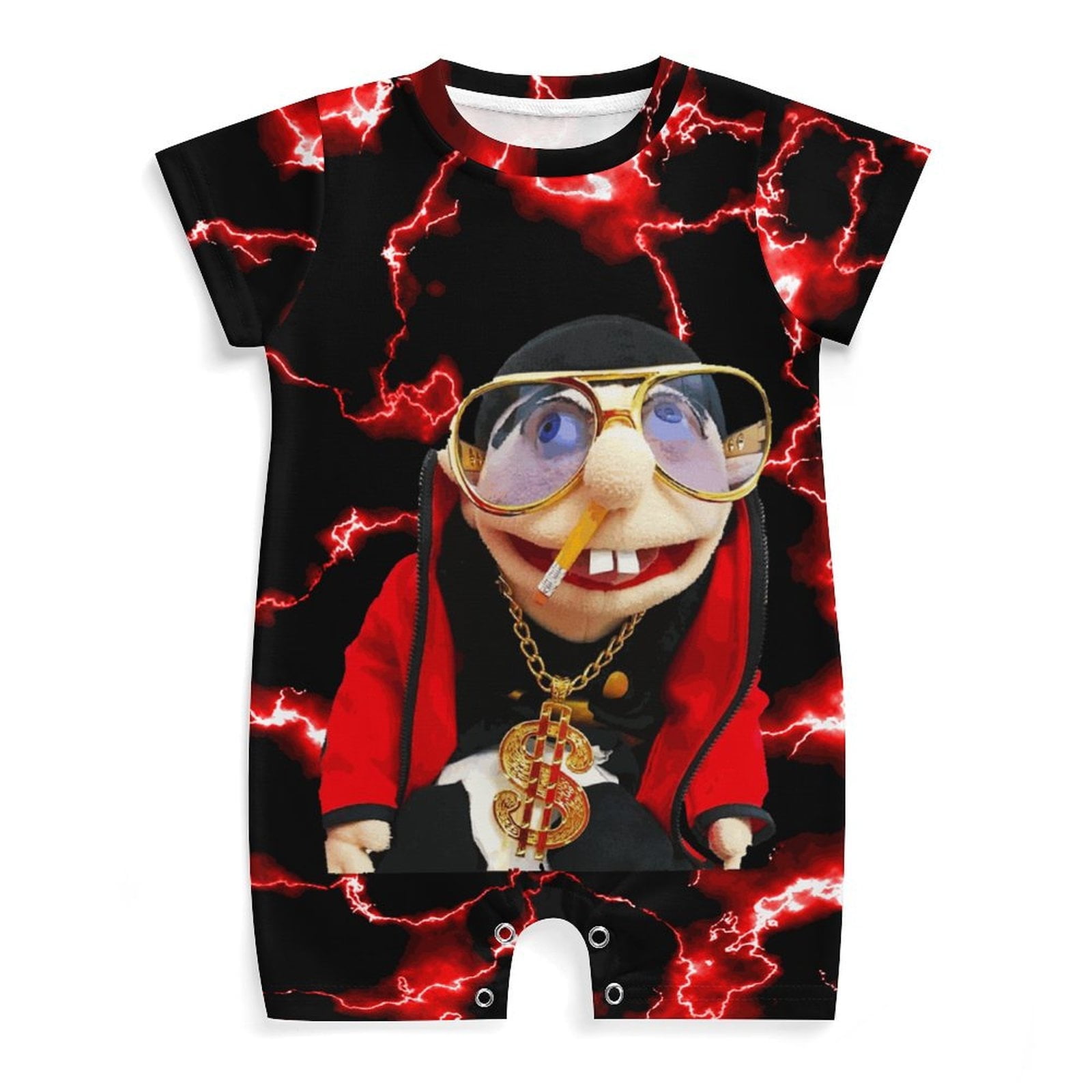 SML Jeffy Rapper Baby One-Piece Rompers Short Sleeve Bodysuits Jumpsuit Newborn Infant Toddler ...