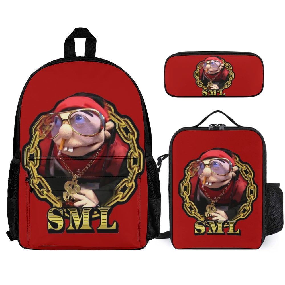 SML Jeffy Rapper Backpack 3 Pieces Set With Pencil Case Lunch Bag ...