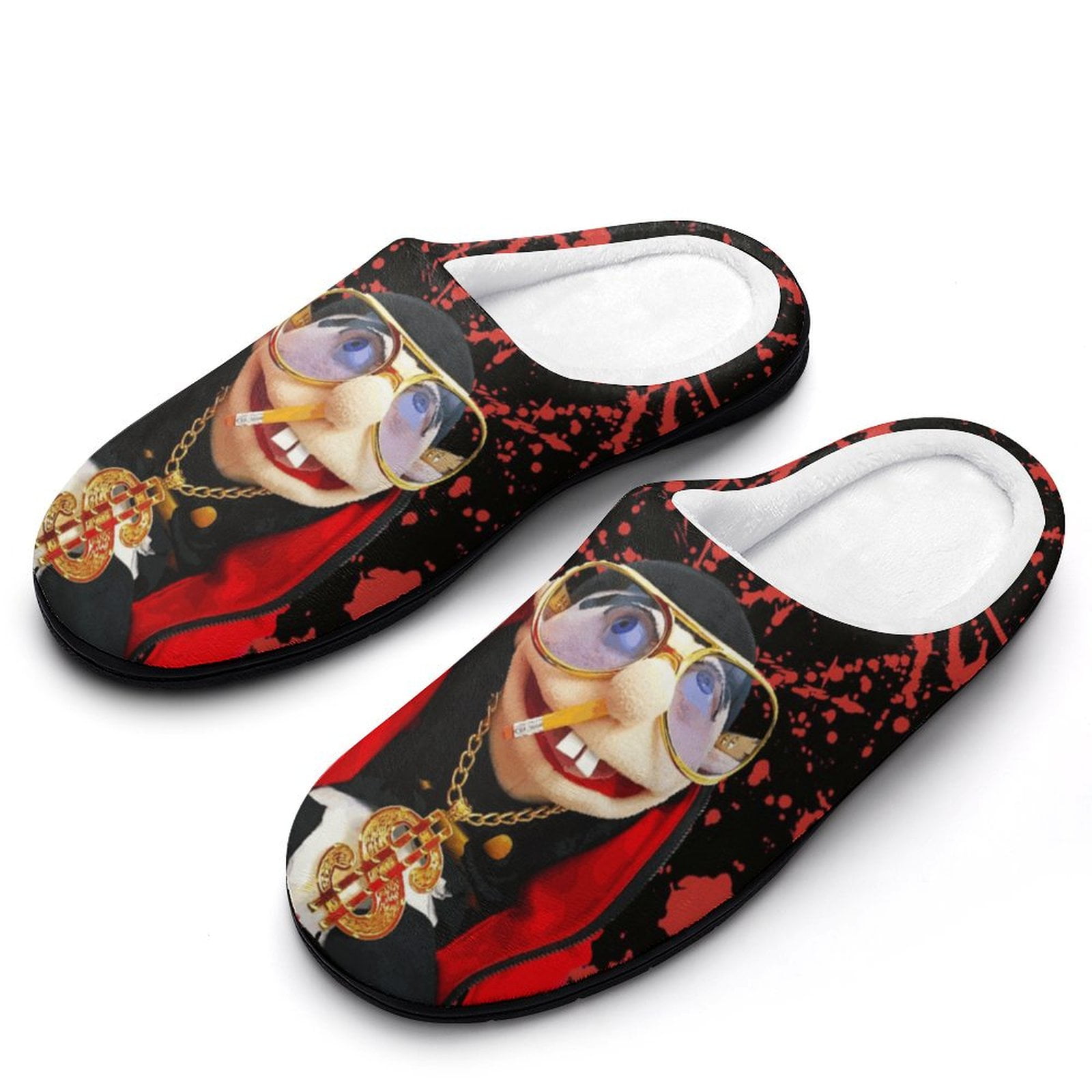 SML Jeffy Rapper Men's Cotton Slippers Winter Fuzzy Lightweight Anti ...