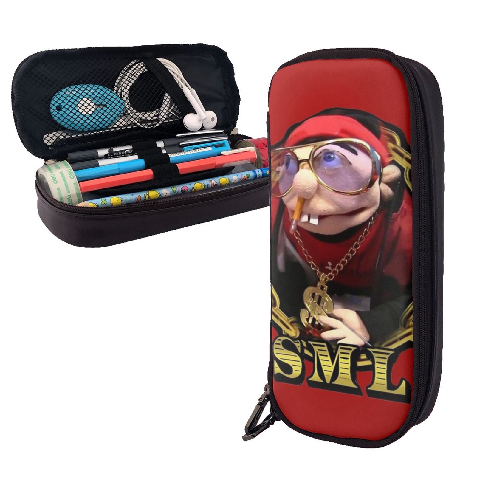 SML Jeffy Rapper Pencil Case Brown Leather Pen Bag Stationery Pouch ...