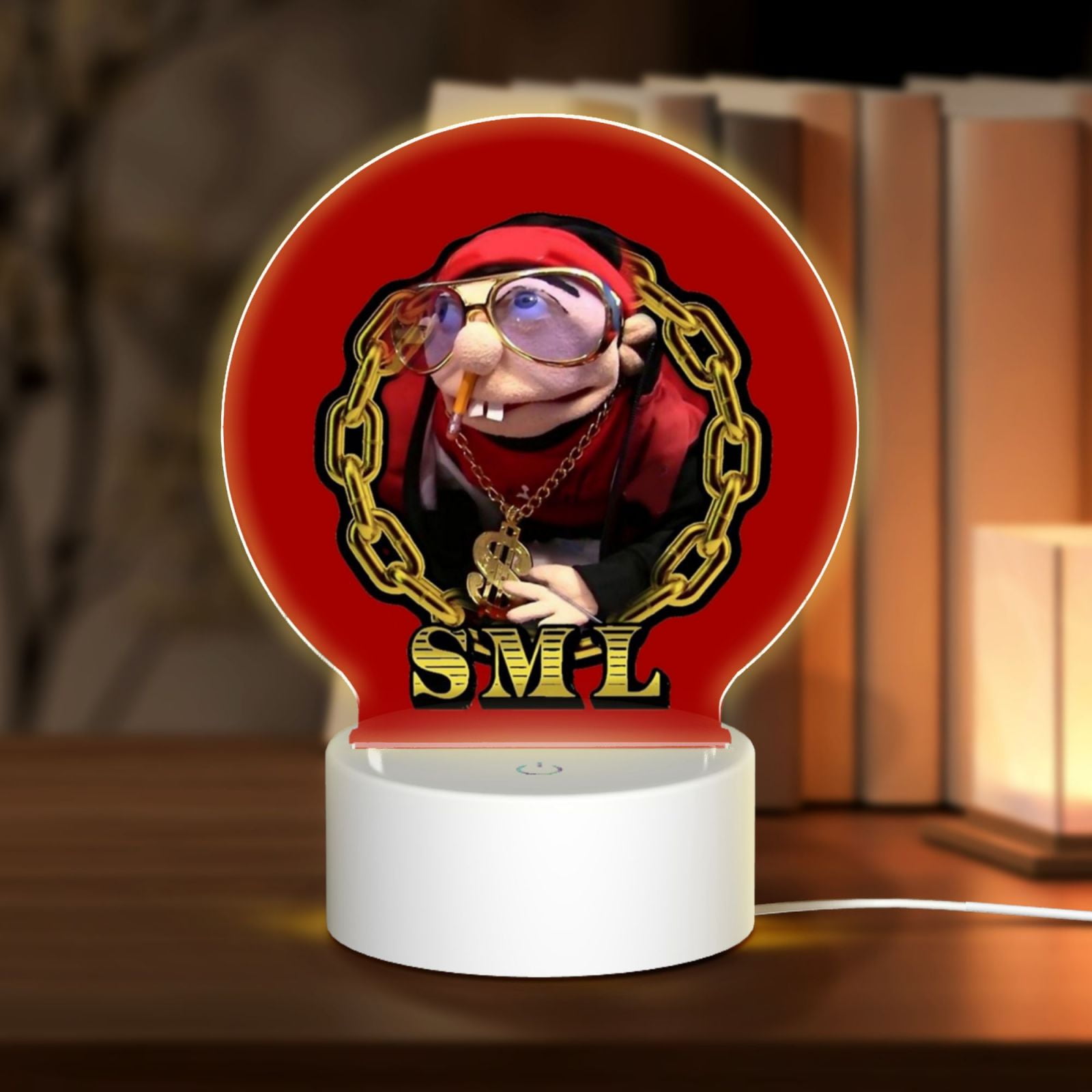 SML Jeffy Rapper Round Acrylic Night Light Decoration USB Cable LED ...