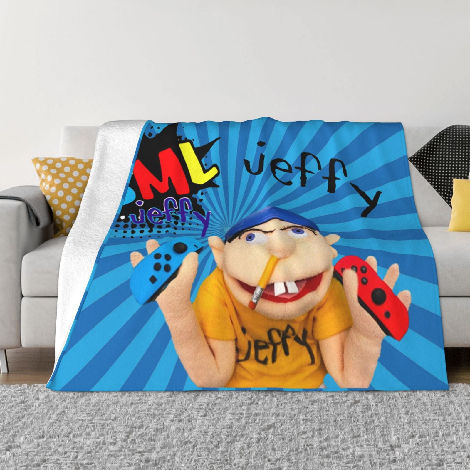 SML Jeffy Symbol Flannel Blanket Cozy Ultra-Soft Micro Fleece Throw Blanket 60"x50" For Sofa ...