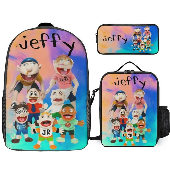 SML Jeffy Symbol Laptop Backpack With Pencil Case Lunch Bag 3 Pieces ...