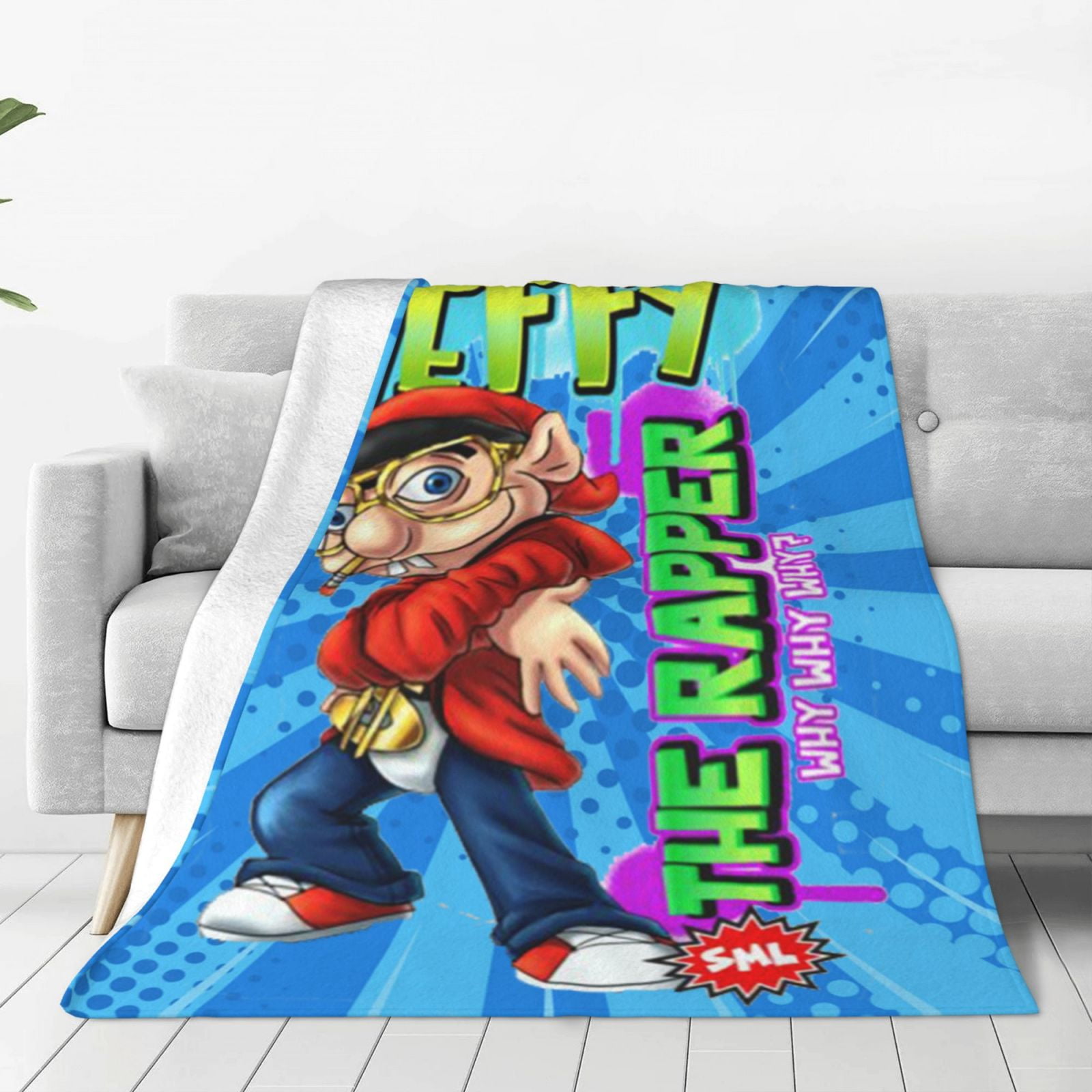 SML Jeffy The Rapper Flannel Blanket Cozy Ultra-Soft Micro Fleece Throw ...
