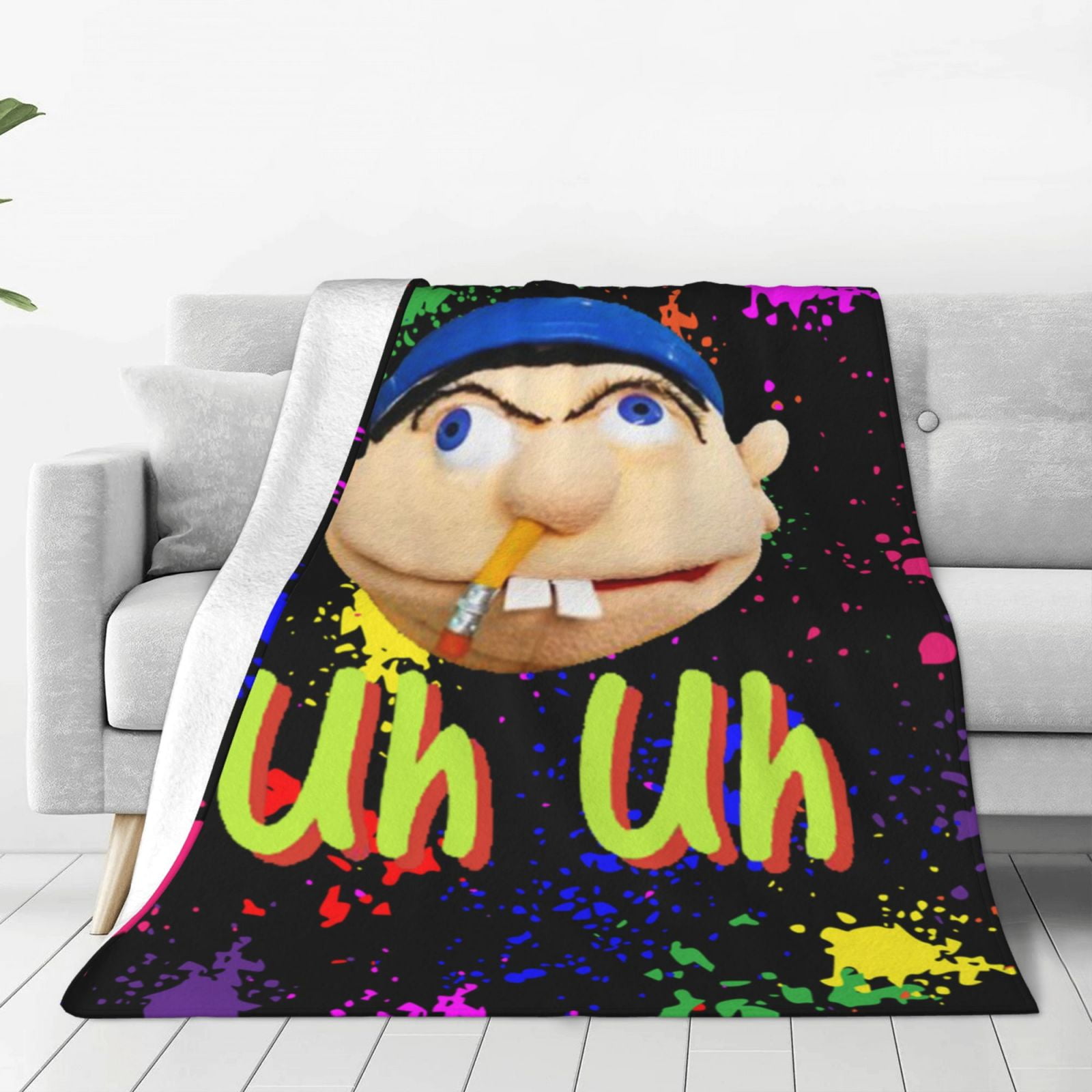 SML Jeffy Uh Flannel Blanket Cozy Ultra-Soft Micro Fleece Throw Blanket ...