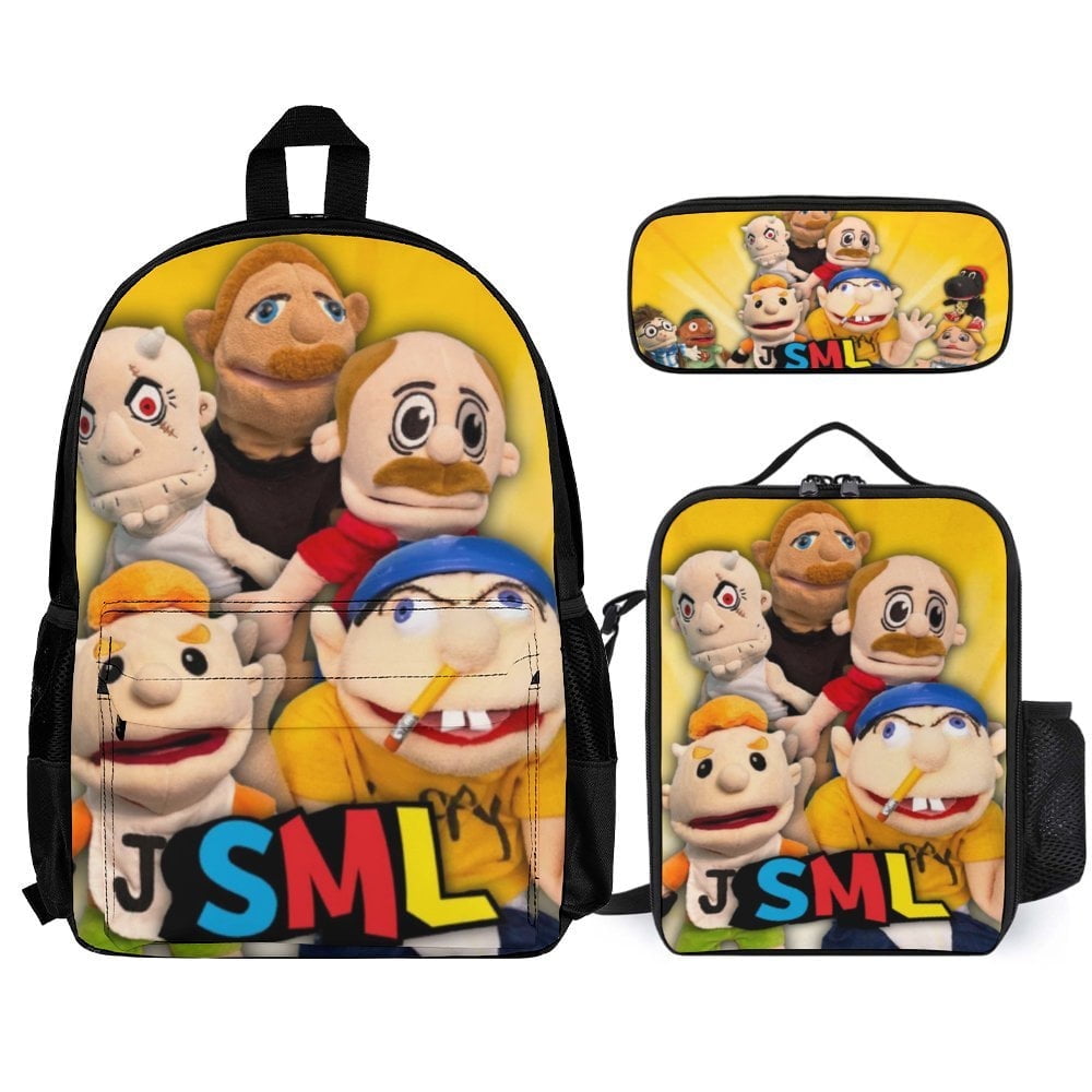 SML Movie Jeffy Backpack 3 Pieces Set With Pencil Case Lunch Bag ...
