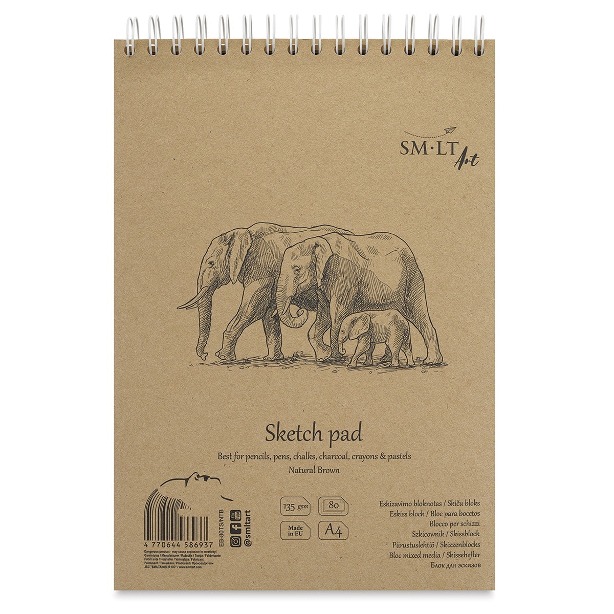 SMLT Art Natural Brown Wirebound Sketch Pad - 8-1/4" x 11-3/4", 80 ...