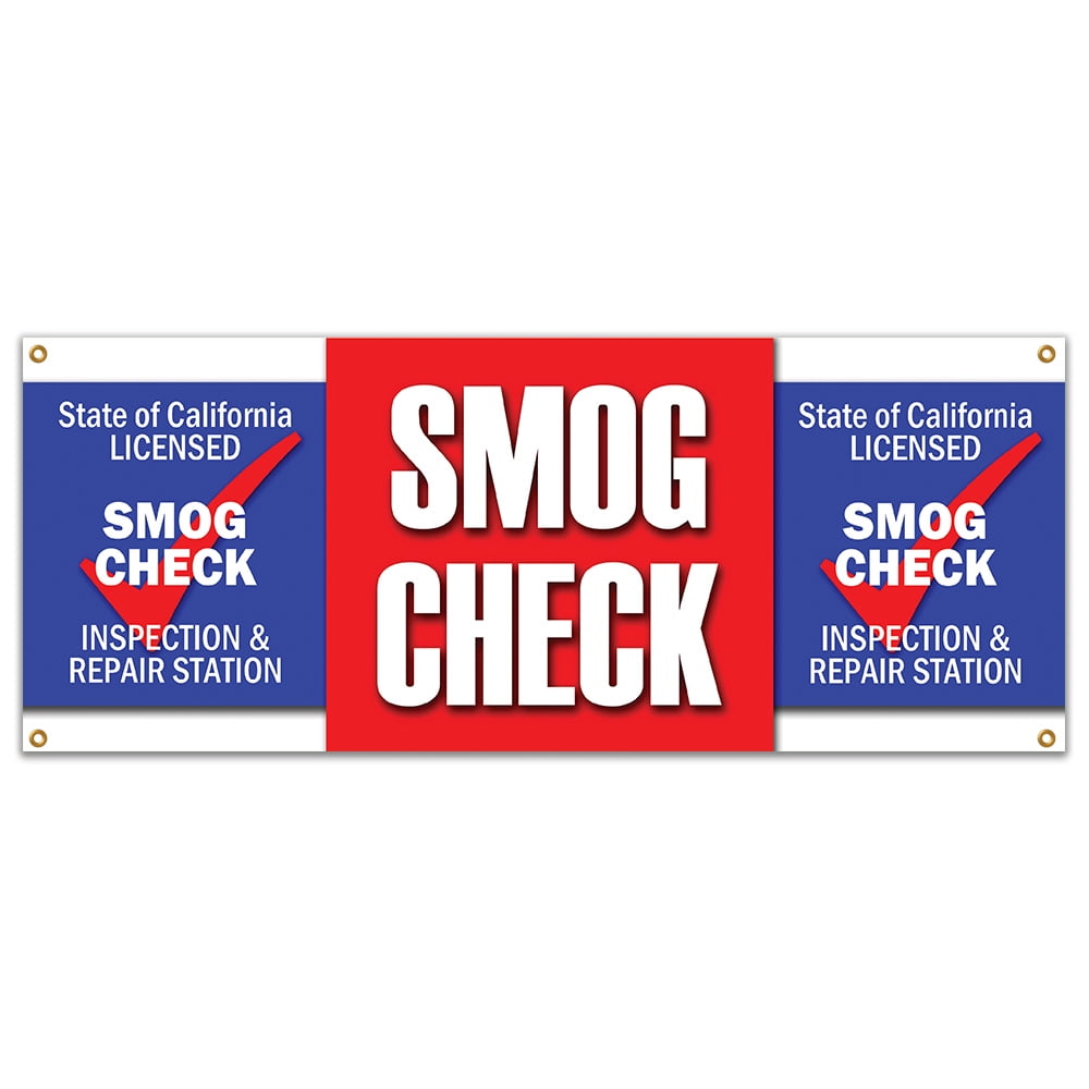 SMOG CHECK BANNER SIGN auto automotive pollution car inspection ...