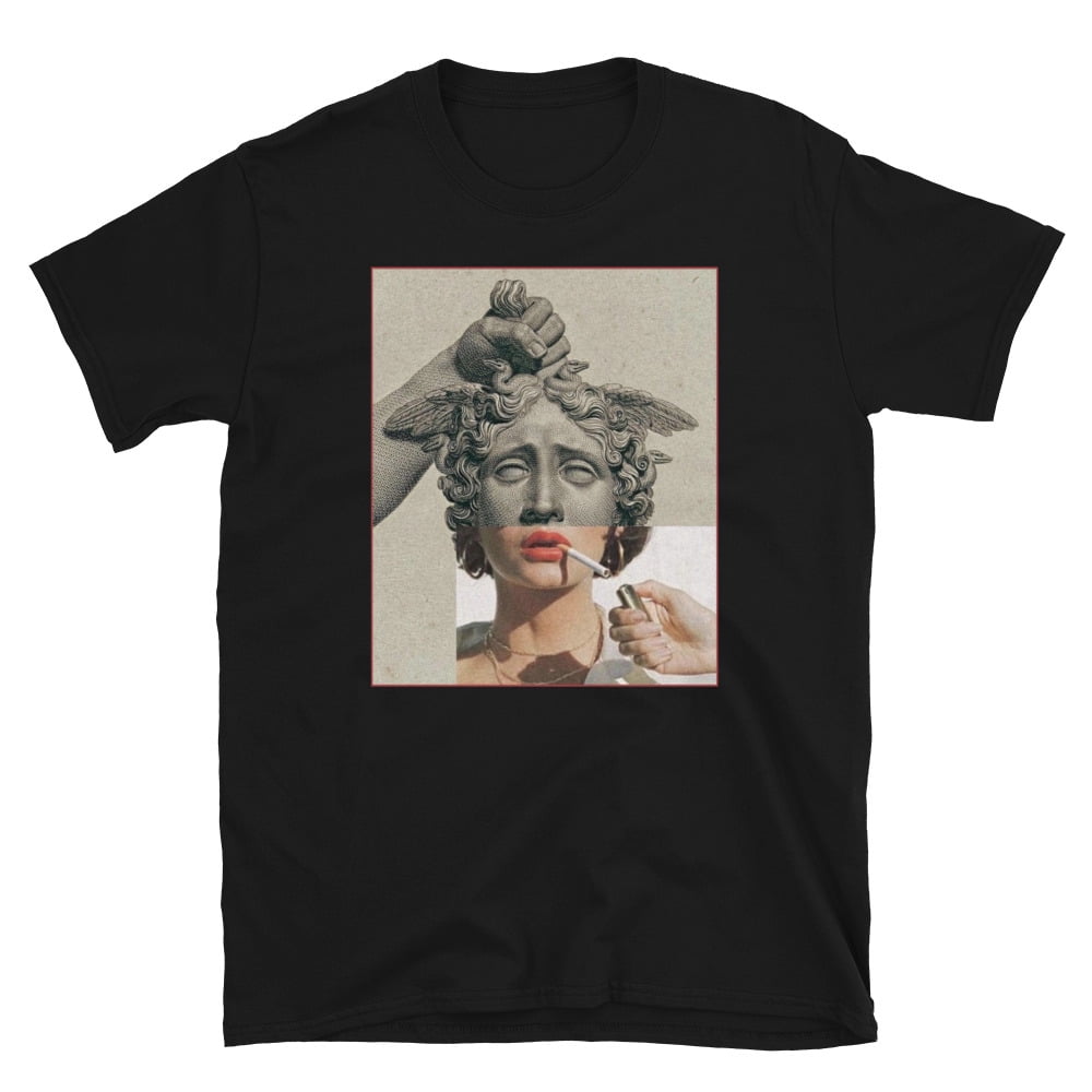 SMOKING MEDUSA, GREEK GOD, GREEK ART, RETRO ART, PRINTED T-SHIRT ...