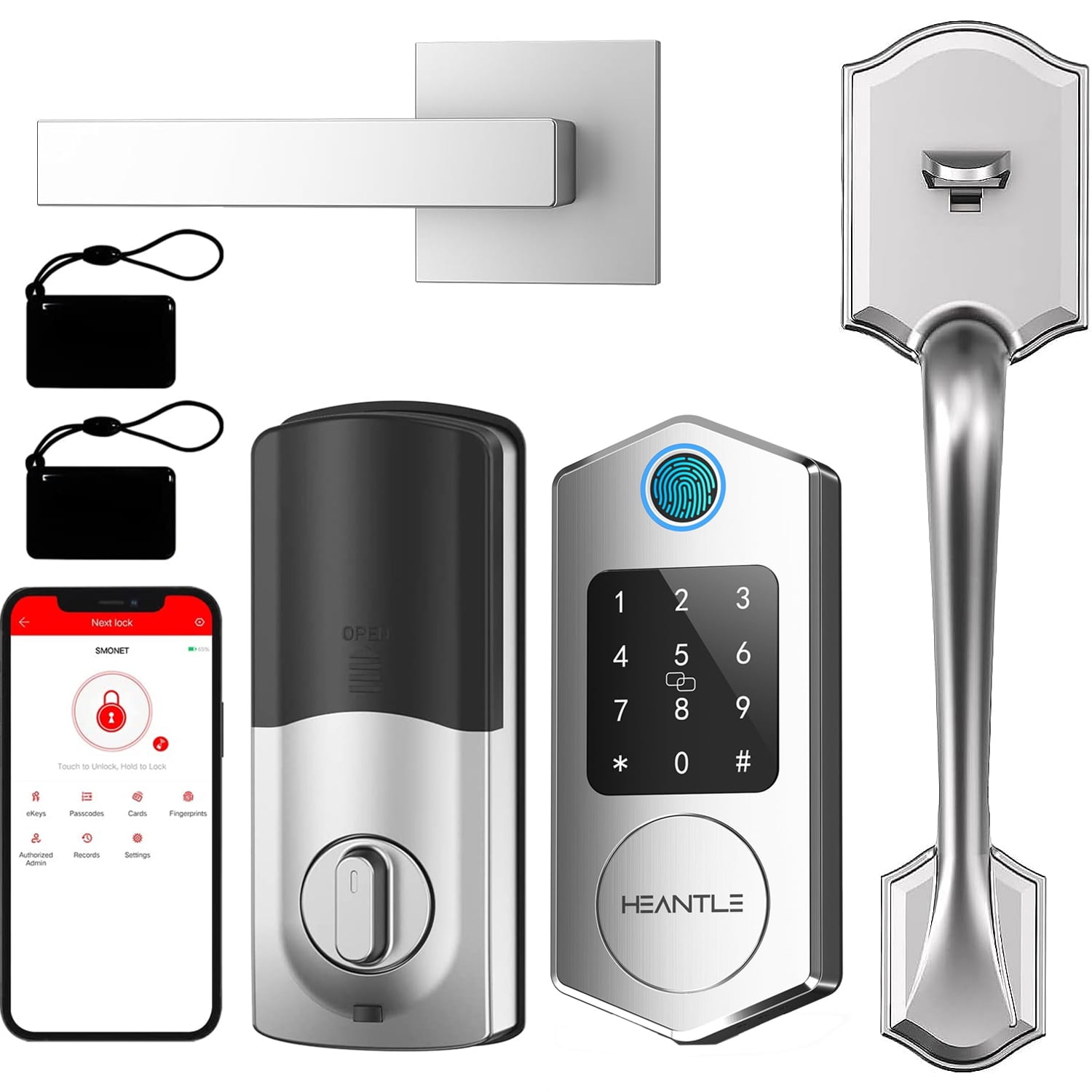 SMONET Smart Front Door Lock Set Keyless Entry Door Lock with Handle ...