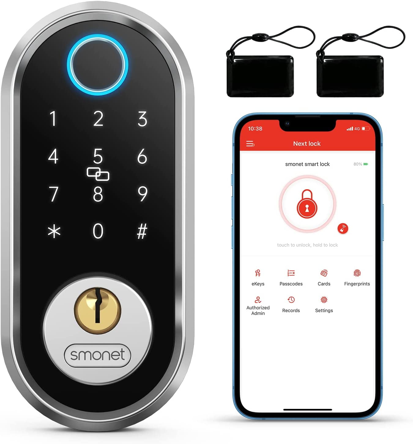 SMONET Smart Lock Keyless Entry Door Lock with Fingerprint & Keypads ...