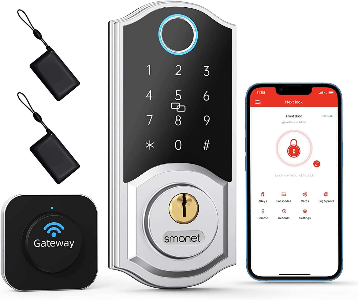 SMONET Digital Wireless Smart Lock, Keyless Entry, Auto Lock, Alexa ...