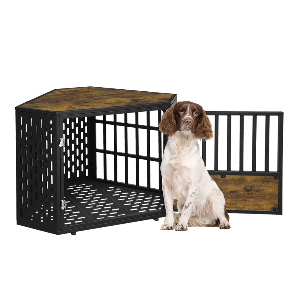 SMONTER Furniture Corner Dog Crate Wood Dog Crate Dog Kennel Indoor as ...