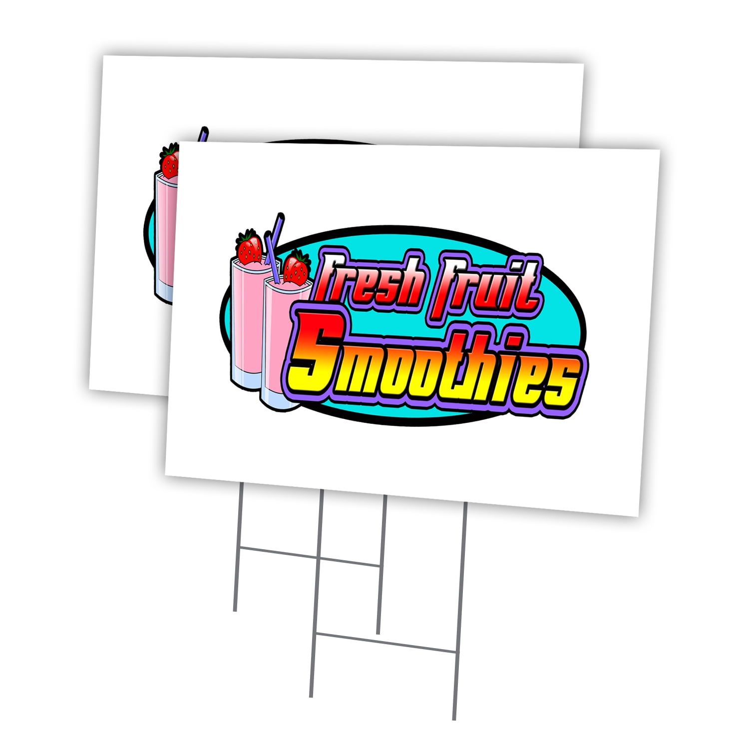 SMOOTHIES 2 Pack Of 12" x 16" Yard Sign & Stake | Advertise Your ...