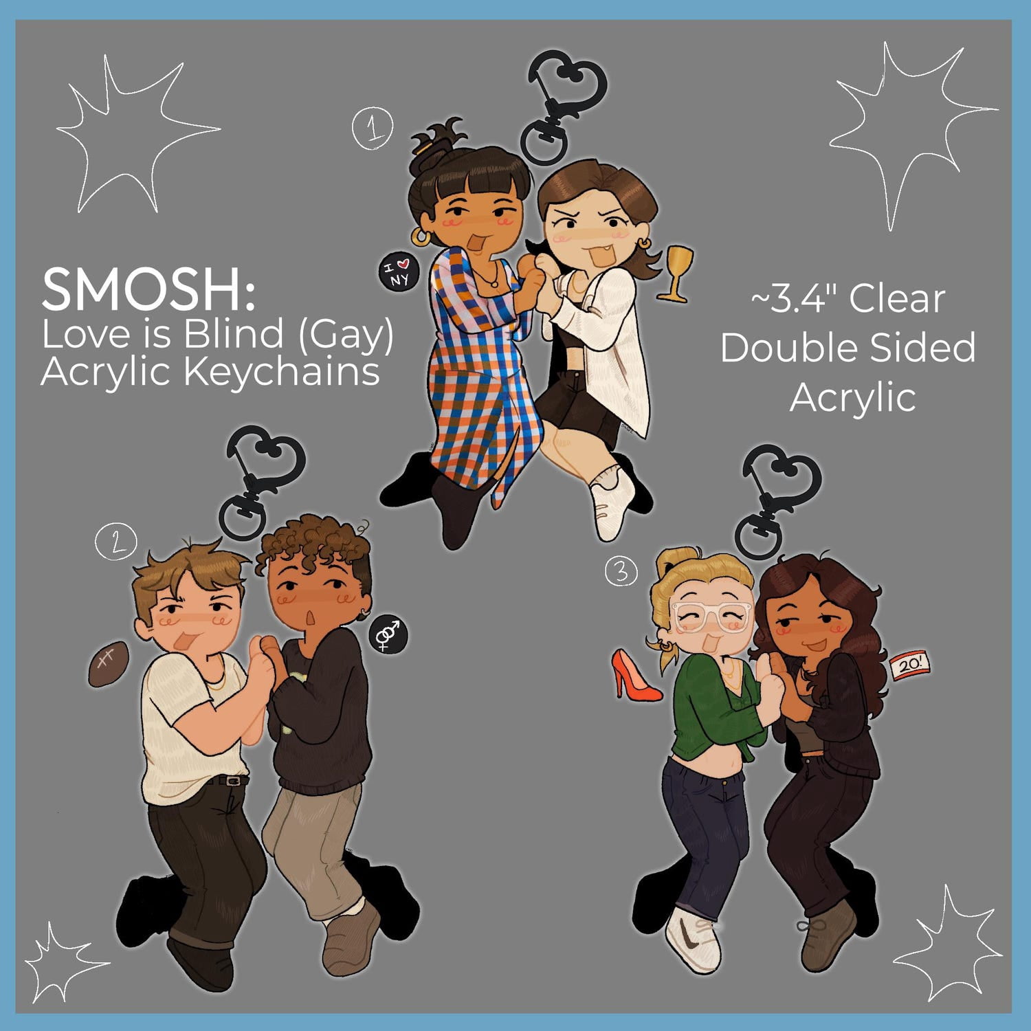 SMOSH: Love is Blind (Gay) Keychains | ~3.4 Clear Double Sided Acrylic ...