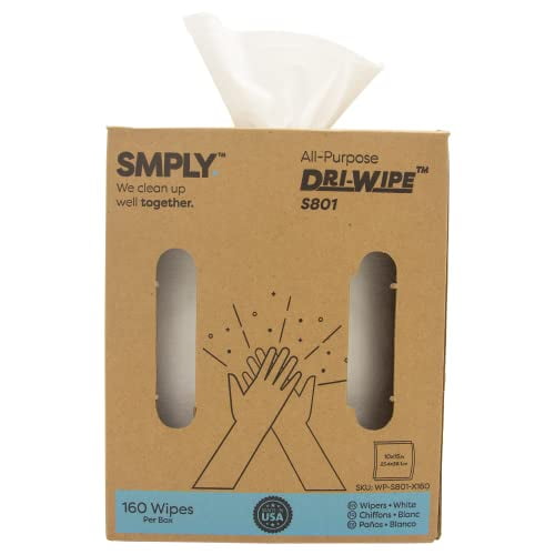 SMPLY Brands Dri-Wipe S801 – 160 Wipes, Heavy-Duty 10"x15" Industrial ...