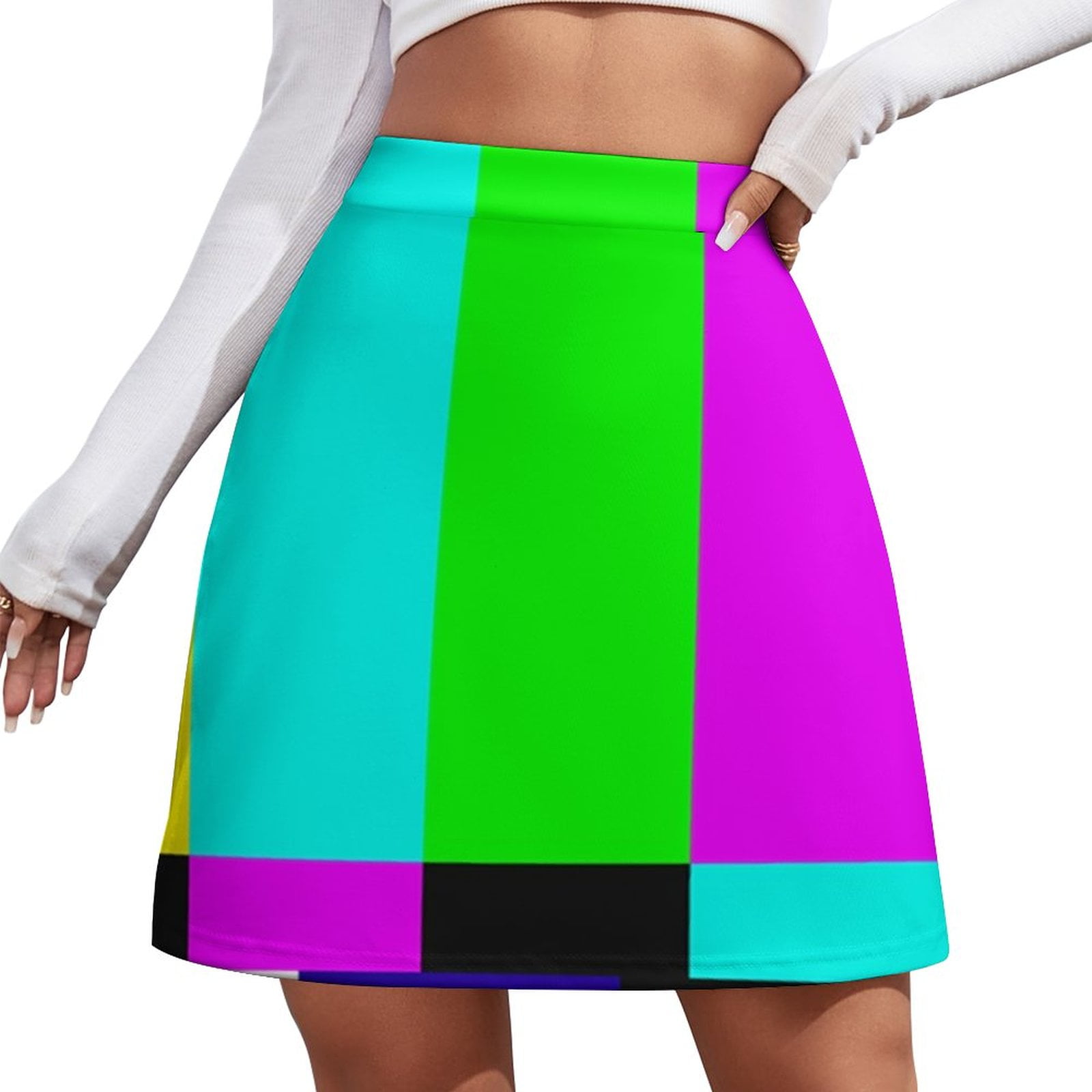 Smpte Color Bars Mini Skirt Korean Ladies Summer Sexy Mini Skirt Korean Summer Clothes Womens