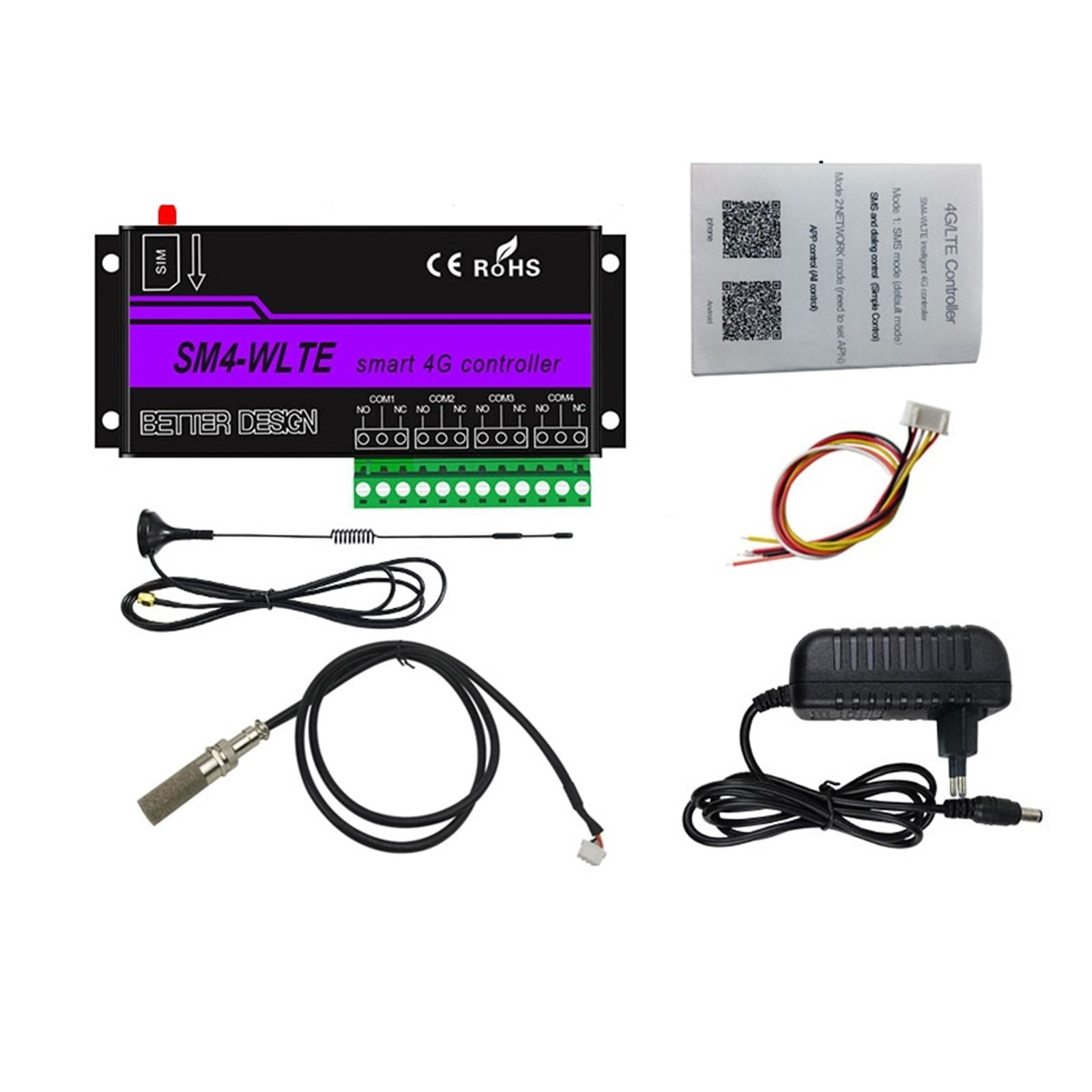 SMS GSM 4G LTE APP Remote Controller 4 Channel Relay ON/OFF Switch For ...