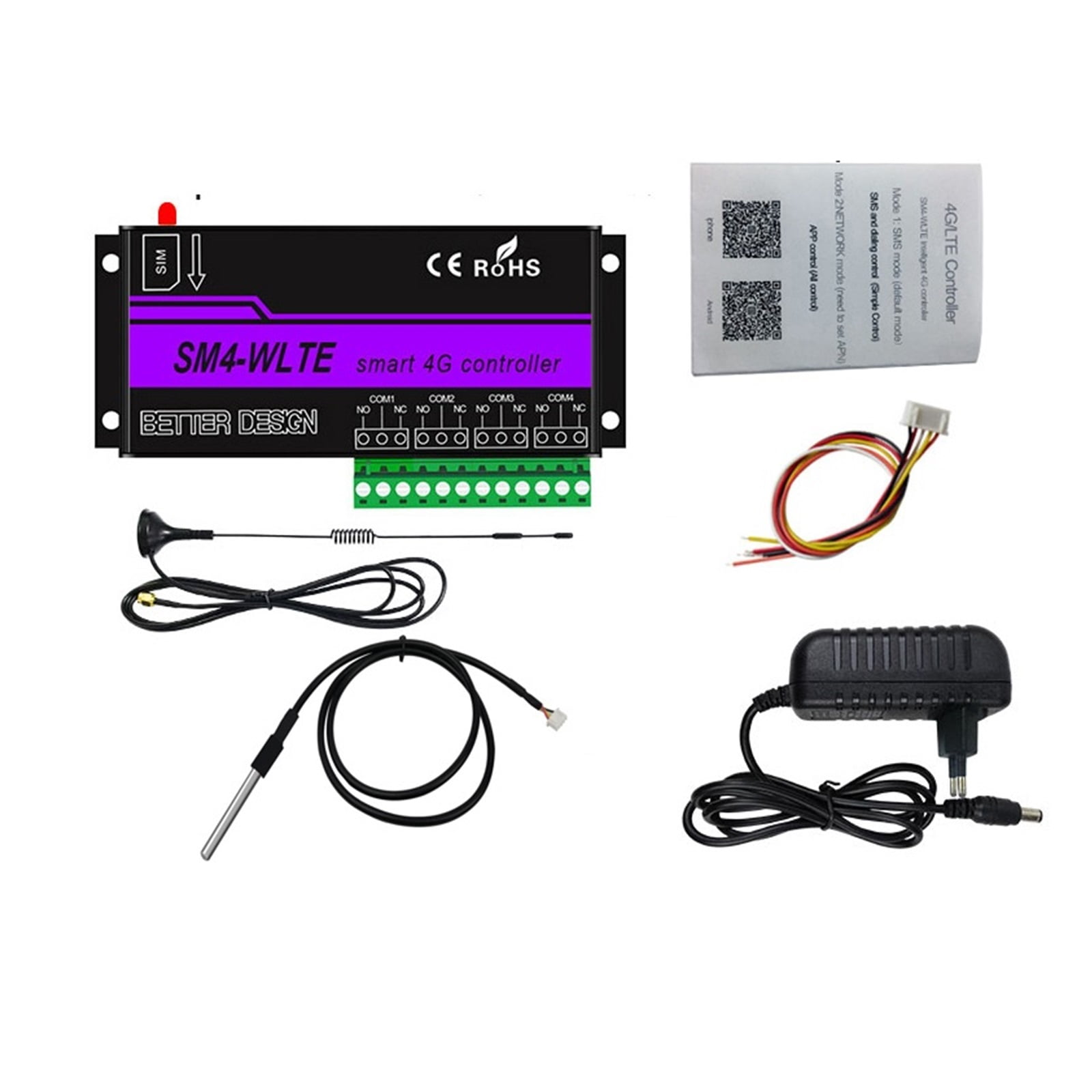 SMS GSM 4G LTE APP Remote Controller 4 Channel Relay ON/OFF Switch For ...