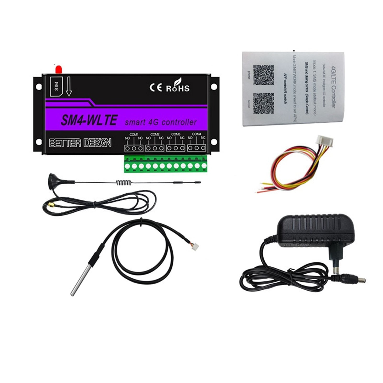 SMS GSM 4G LTE APP Remote Controller 4 Channel Relay ON/OFF Switch For ...