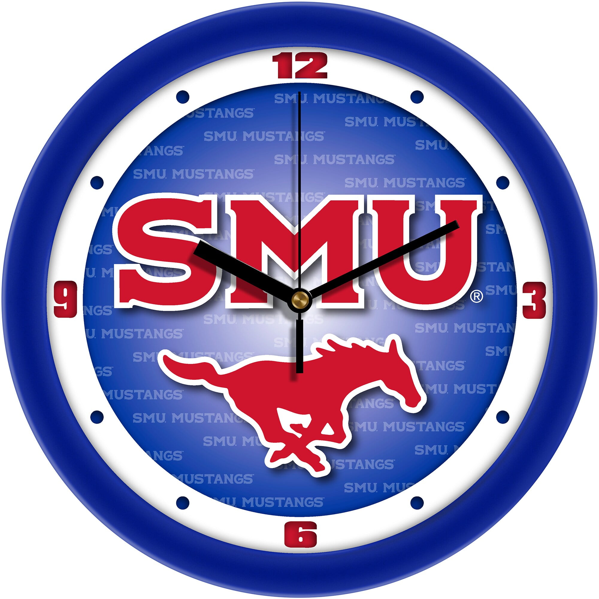SMU Mustangs 11.5'' Suntime Premium Glass Face Dimension Wall Clock ...