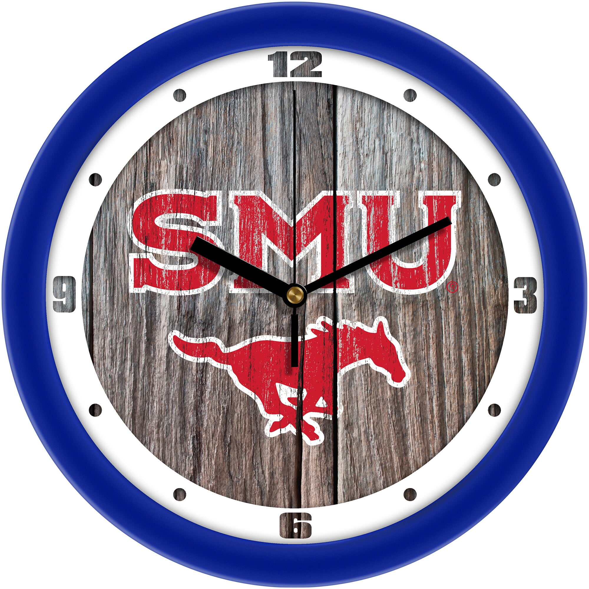 SMU Mustangs 11.5'' Suntime Premium Glass Face Weathered Wood Wall ...