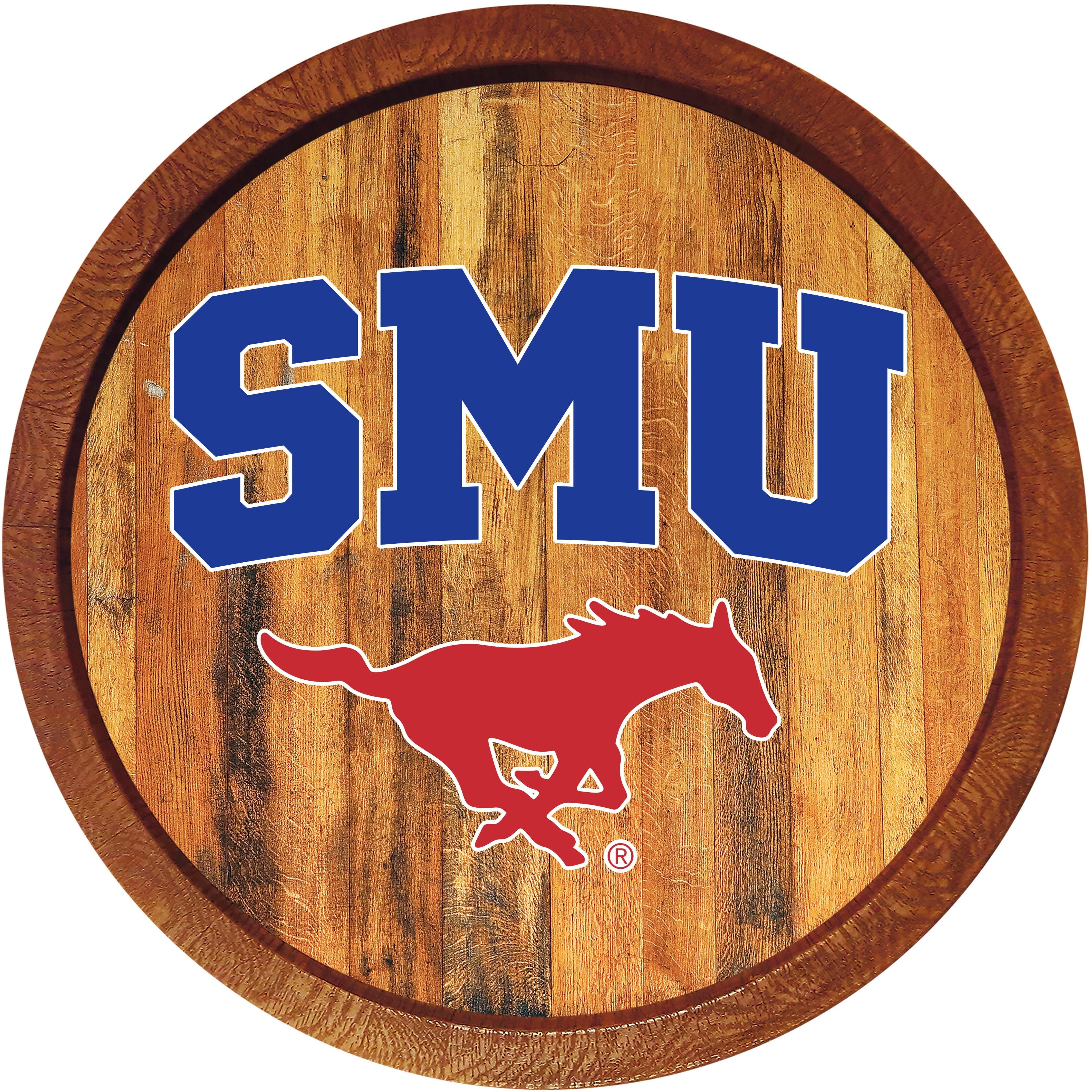 SMU Mustangs 21'' x 21'' Color Logo Faux Barrel Top Sign - Walmart.com