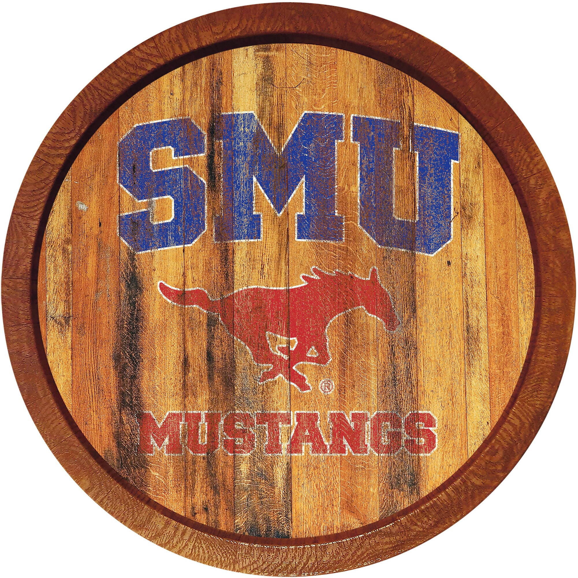 SMU Mustangs 21'' x 21'' Weathered Faux Barrel Top Sign - Walmart.com