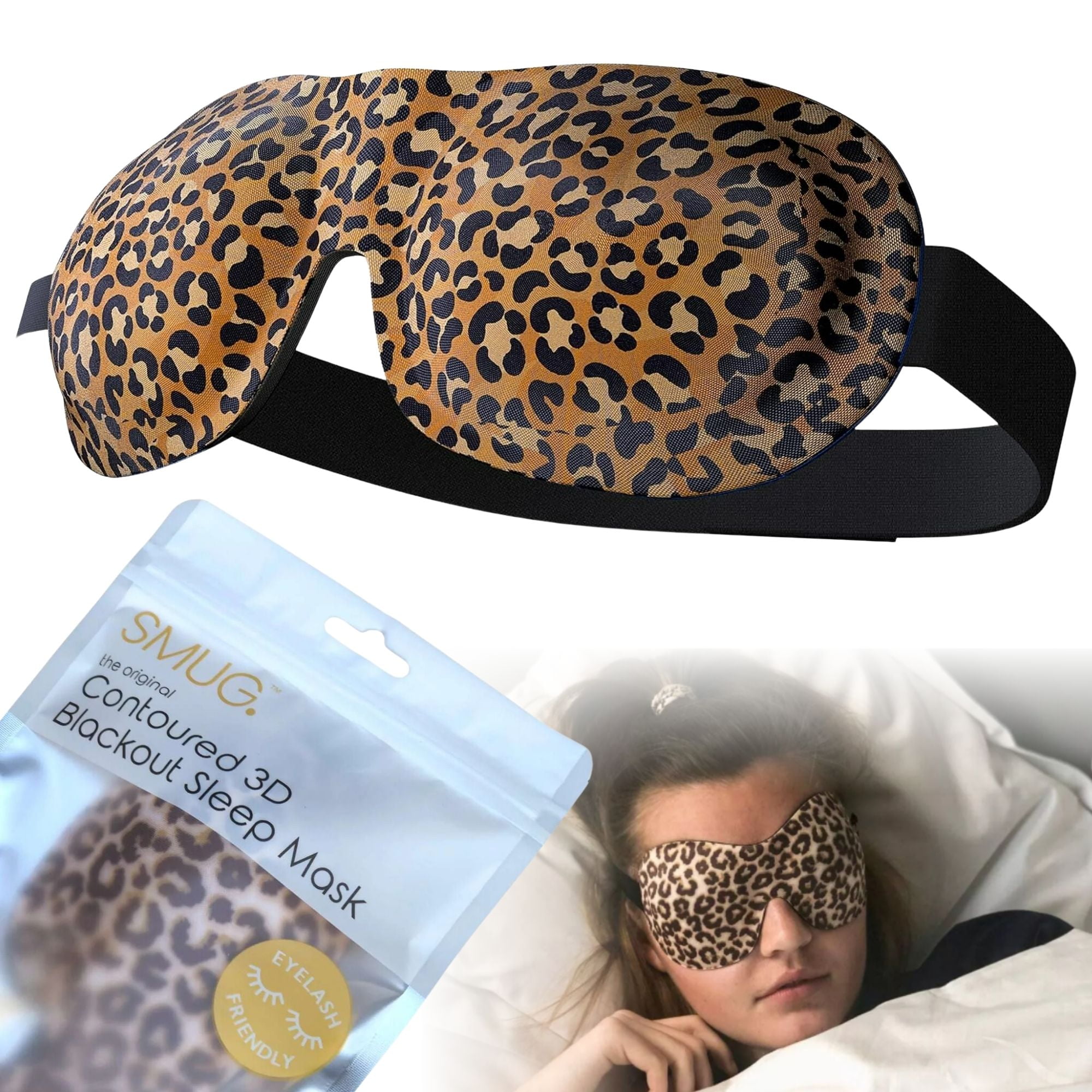 SMUG Contoured 3D Blackout Sleep Eye Mask for Sleeping, Animal Print ...