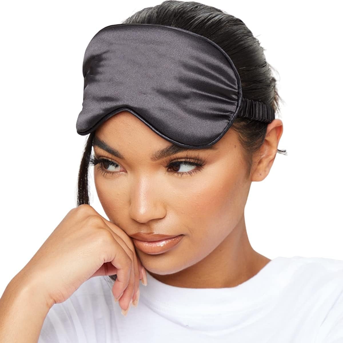 SMUG Satin Sleep Mask, Lightweight Black Eye Cover for Sleeping ...