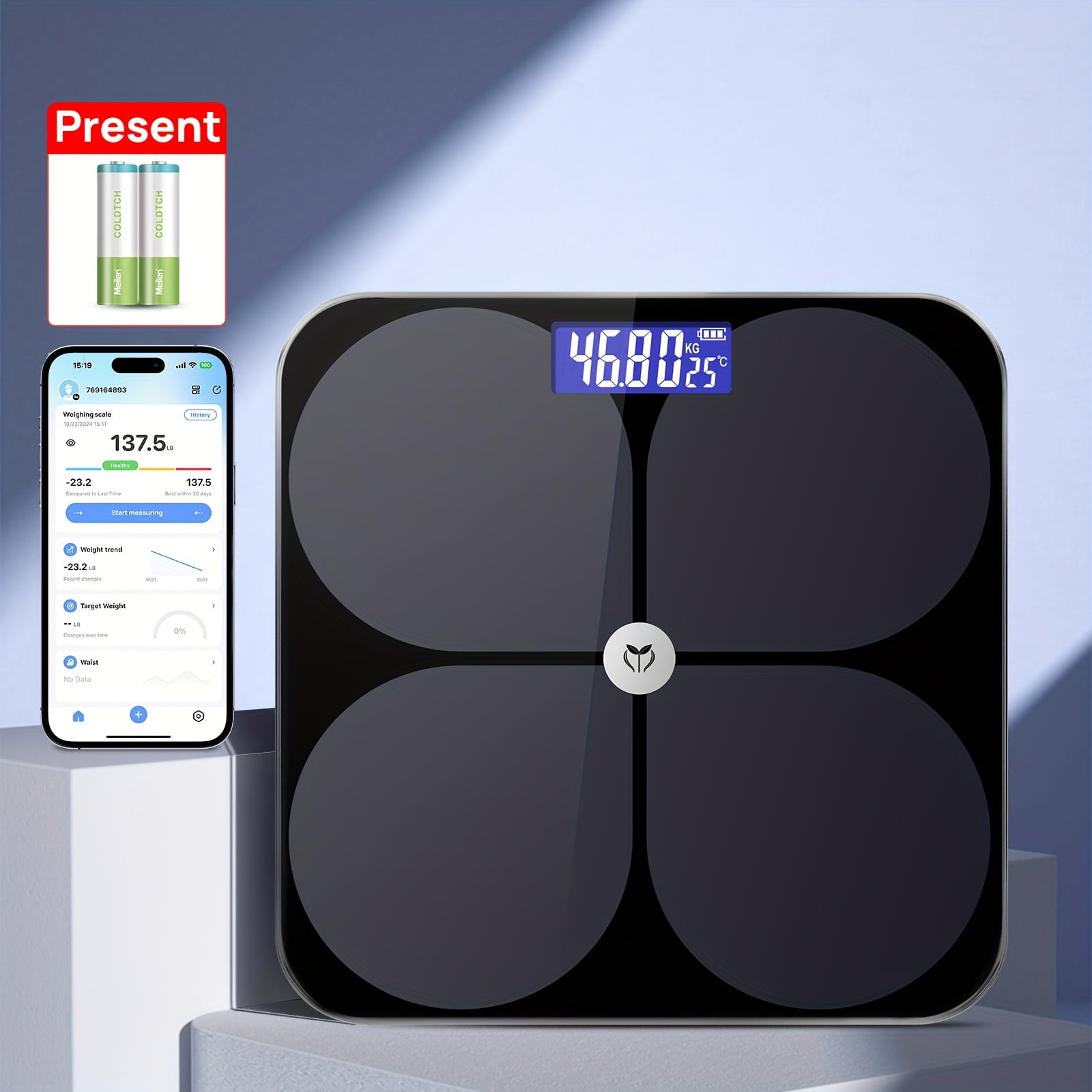 SMart Digital Weight Scale, LCD Display, BMI Muscle Water Health ...