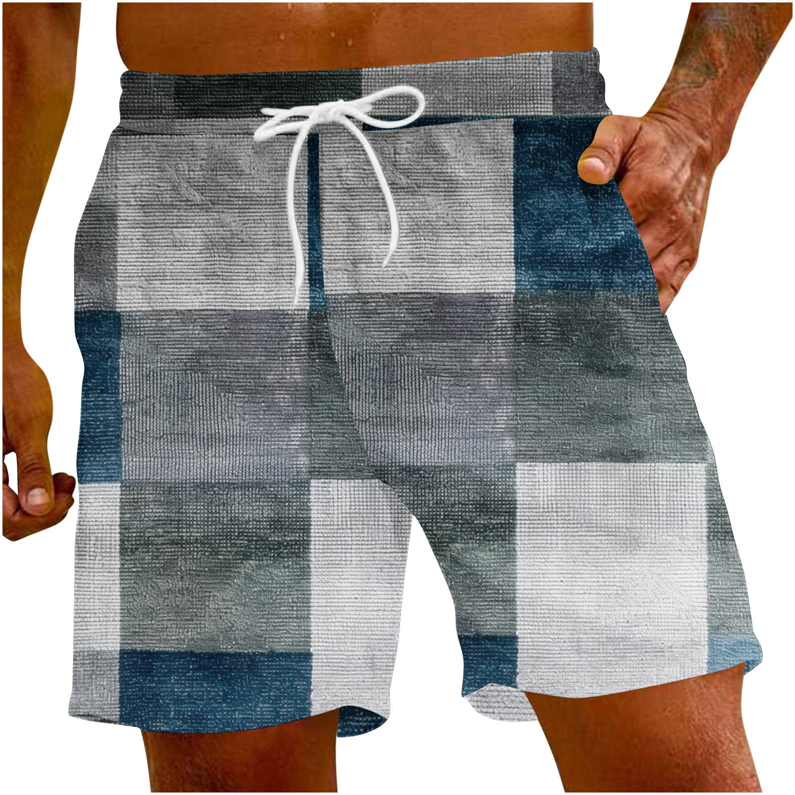 SMihono $15 & under Men's Summer 3D Digital Printed Plaid Quick Dry ...