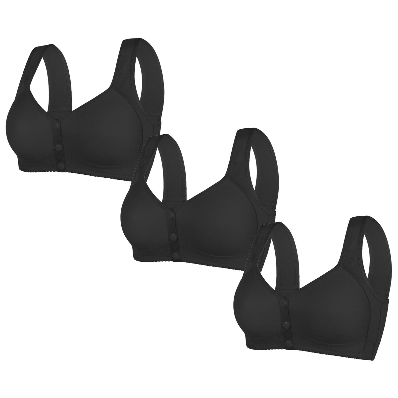 SMihono 3 Pack Daisy Bra for Seniors, Front Snap Closure Bras, Front ...