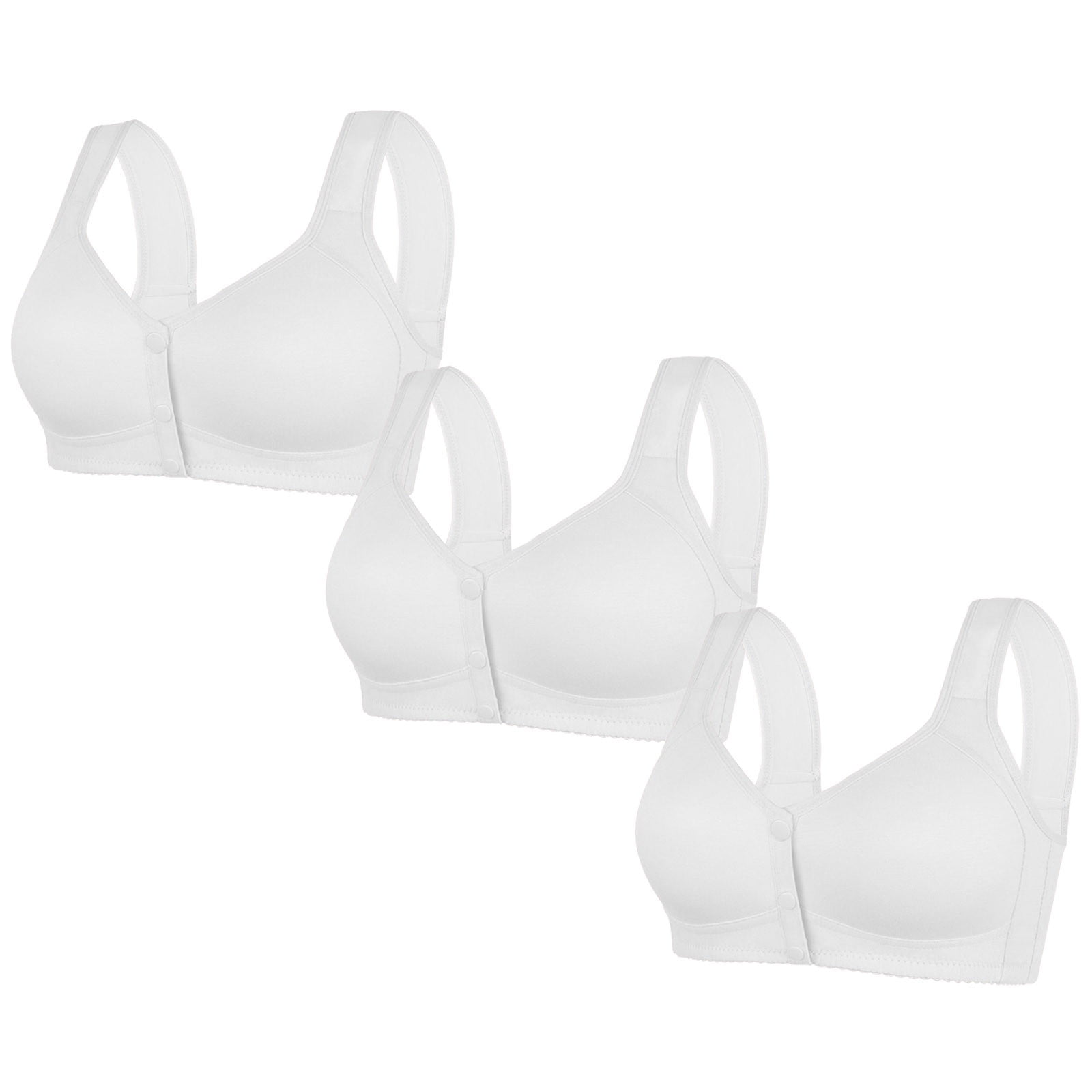 SMihono 3 Pack Daisy Bra for Seniors, Front Snap Closure Bras, Front ...